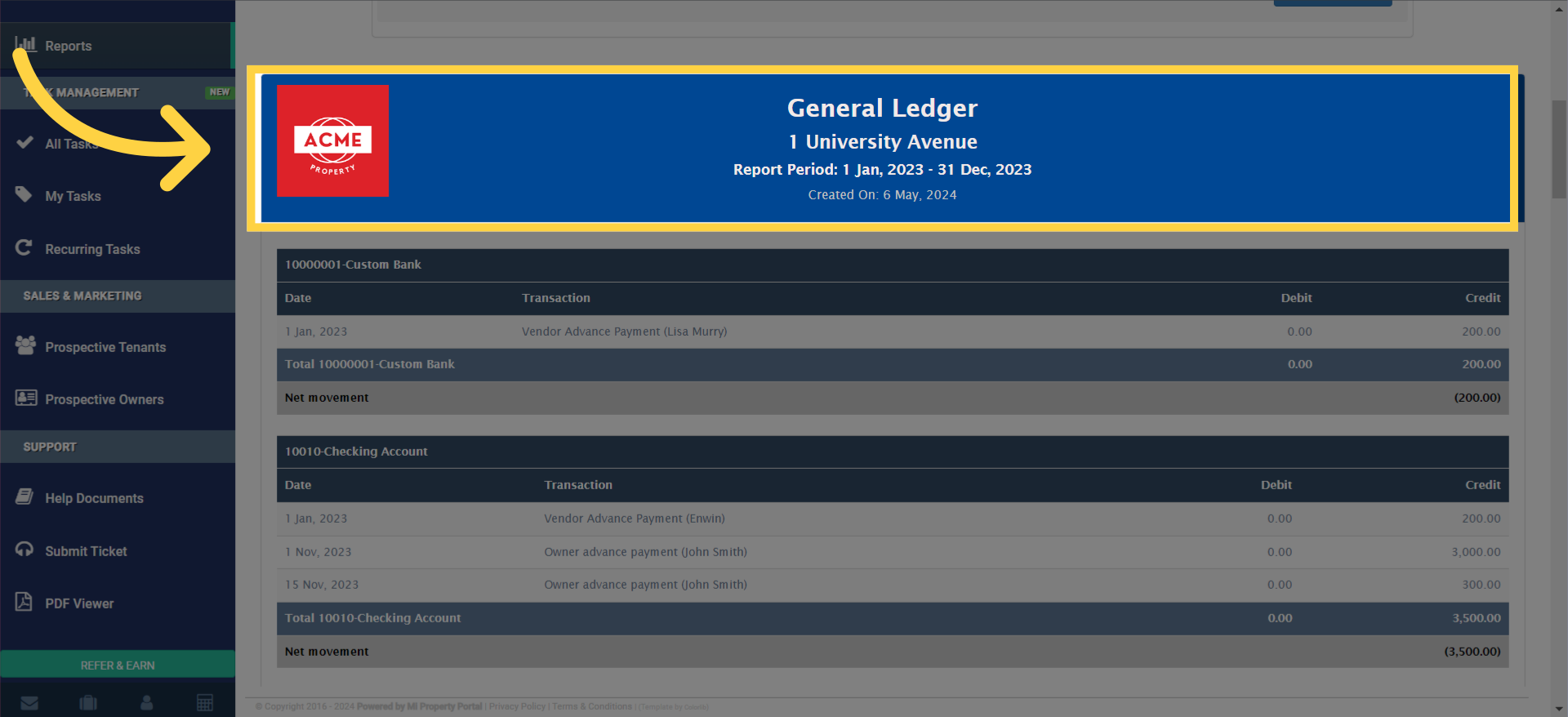How to Generate Reports with Common Filter and Header? - Mi Property ...