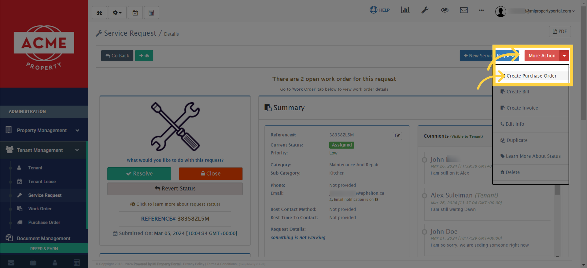 How to Create a Work Order or Purchase Order from Service Request? - Mi ...