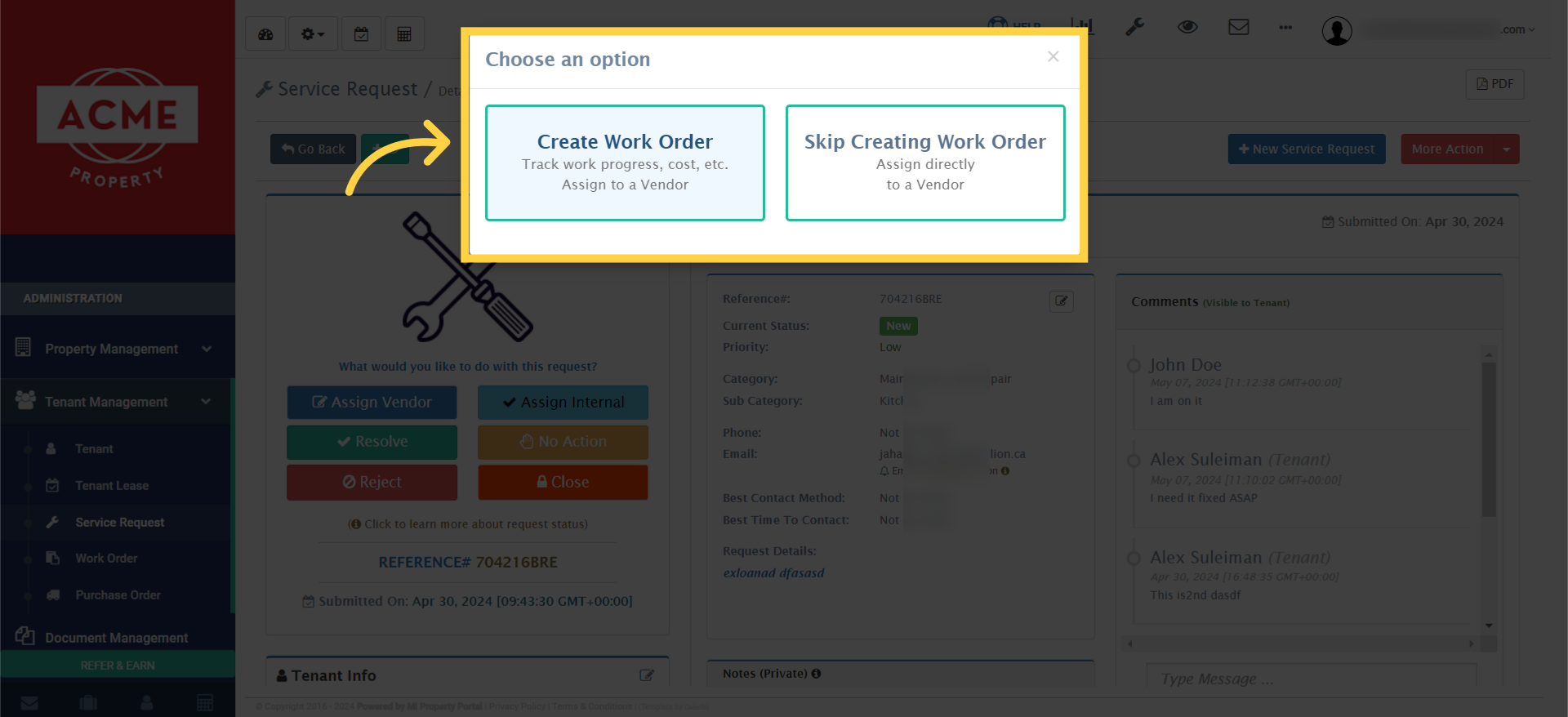 How to Create a Work Order or Purchase Order from Service Request? - Mi ...