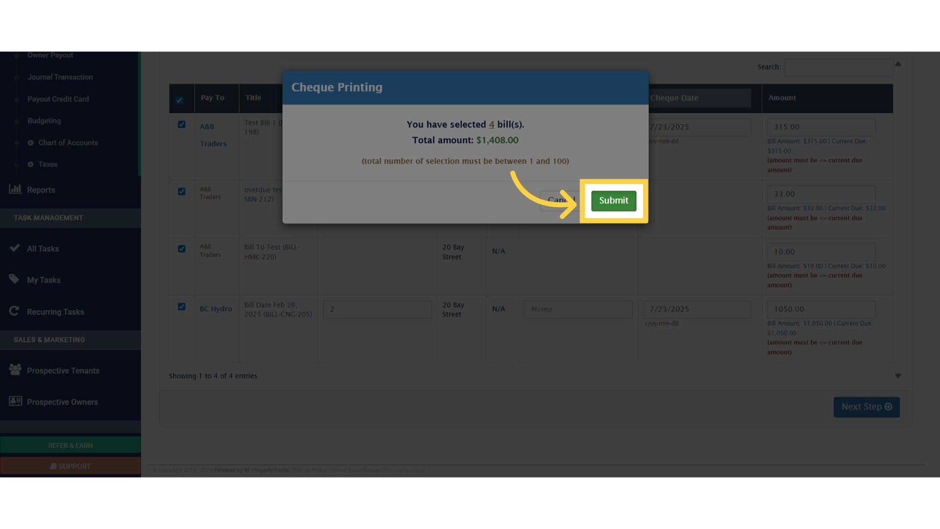 How to Bulk Print Cheques - Mi Property Portal Help Center