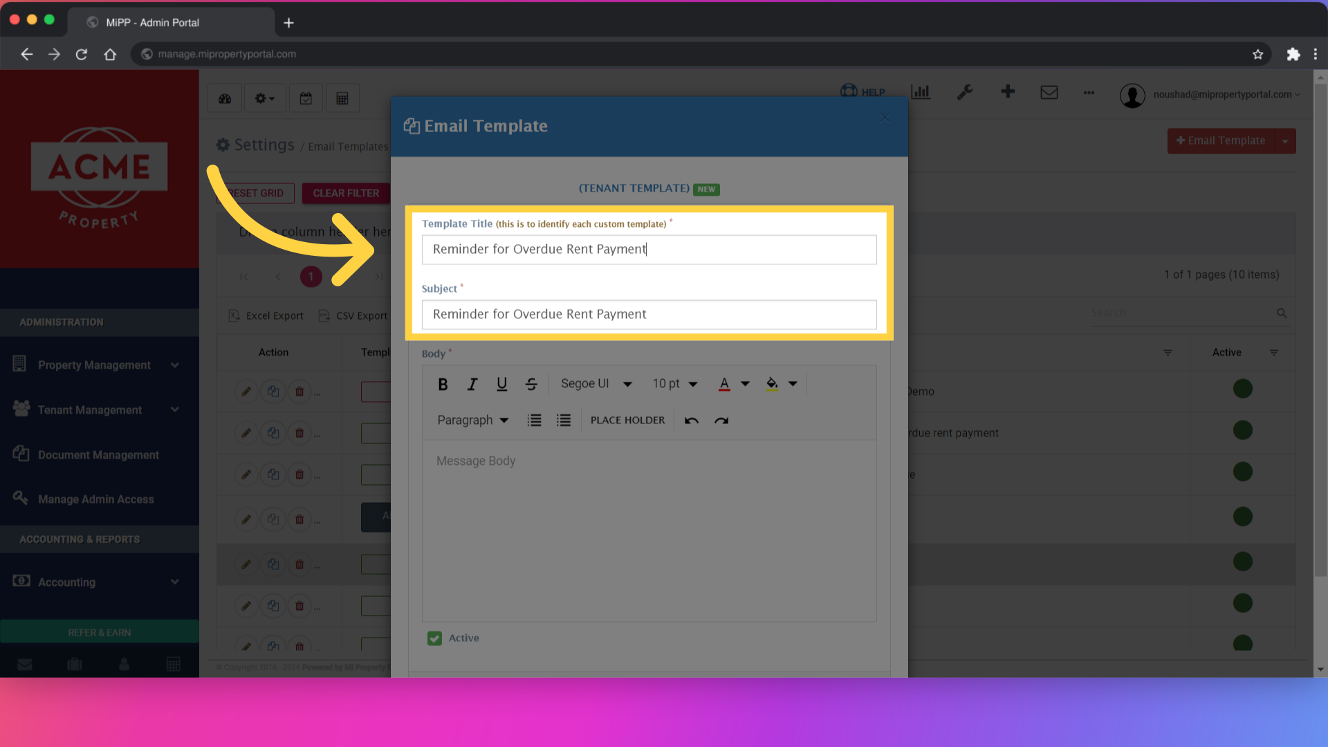 How to Create E-mail Template? - Mi Property Portal Help Center