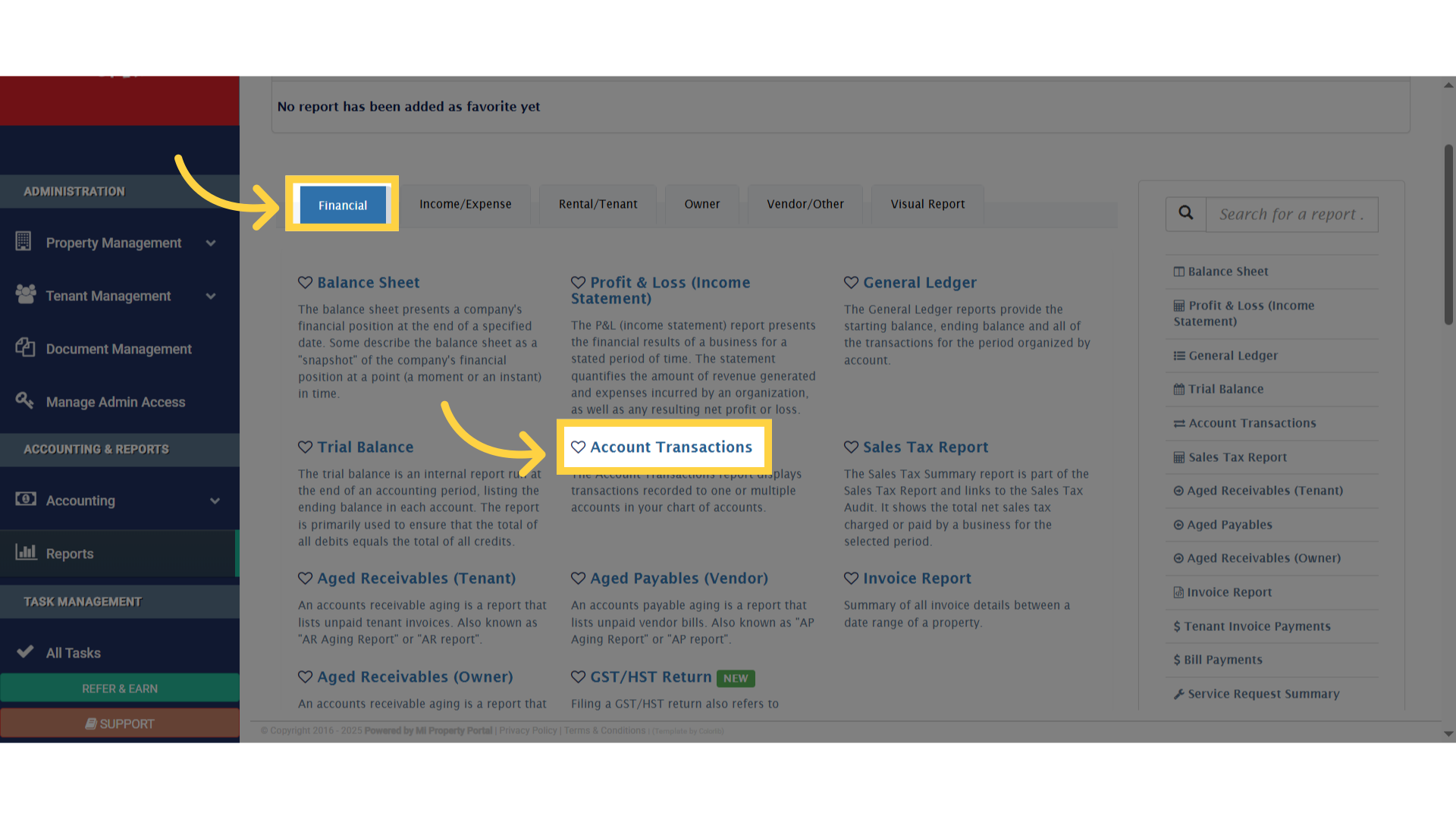 New Improvement of Account Transaction Report - Mi Property Portal Help ...