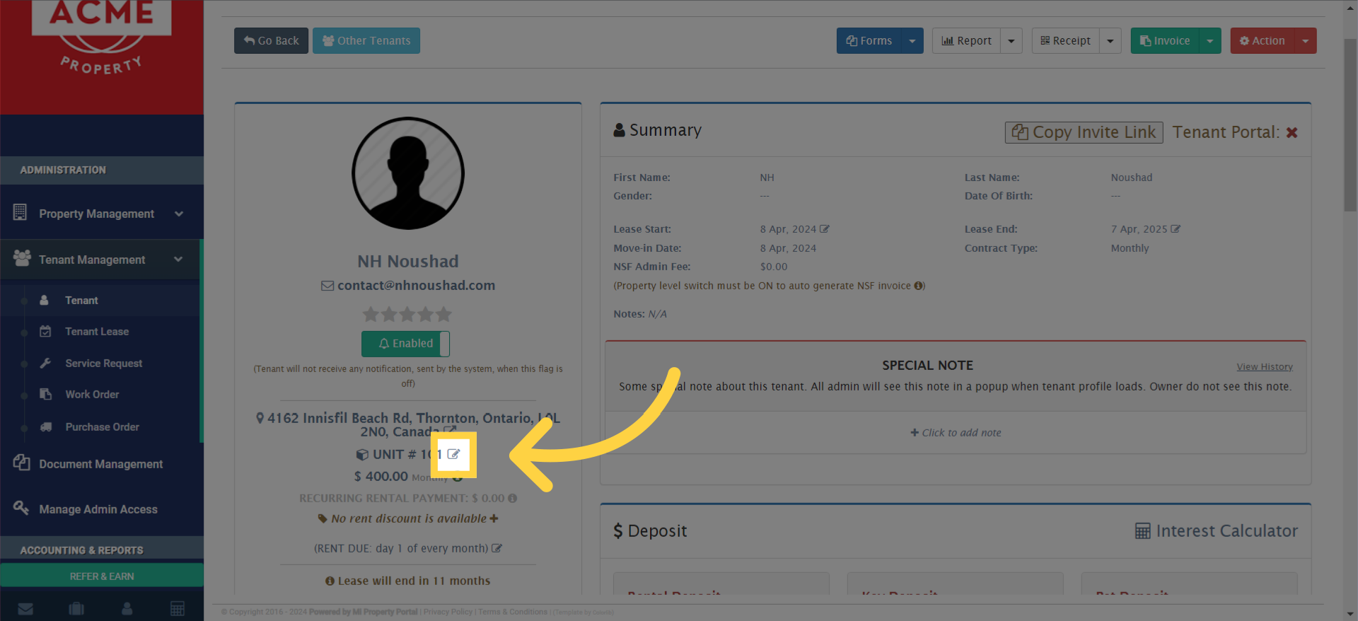 How to Change/Assign Property and Unit for an Existing Tenant? - Mi ...