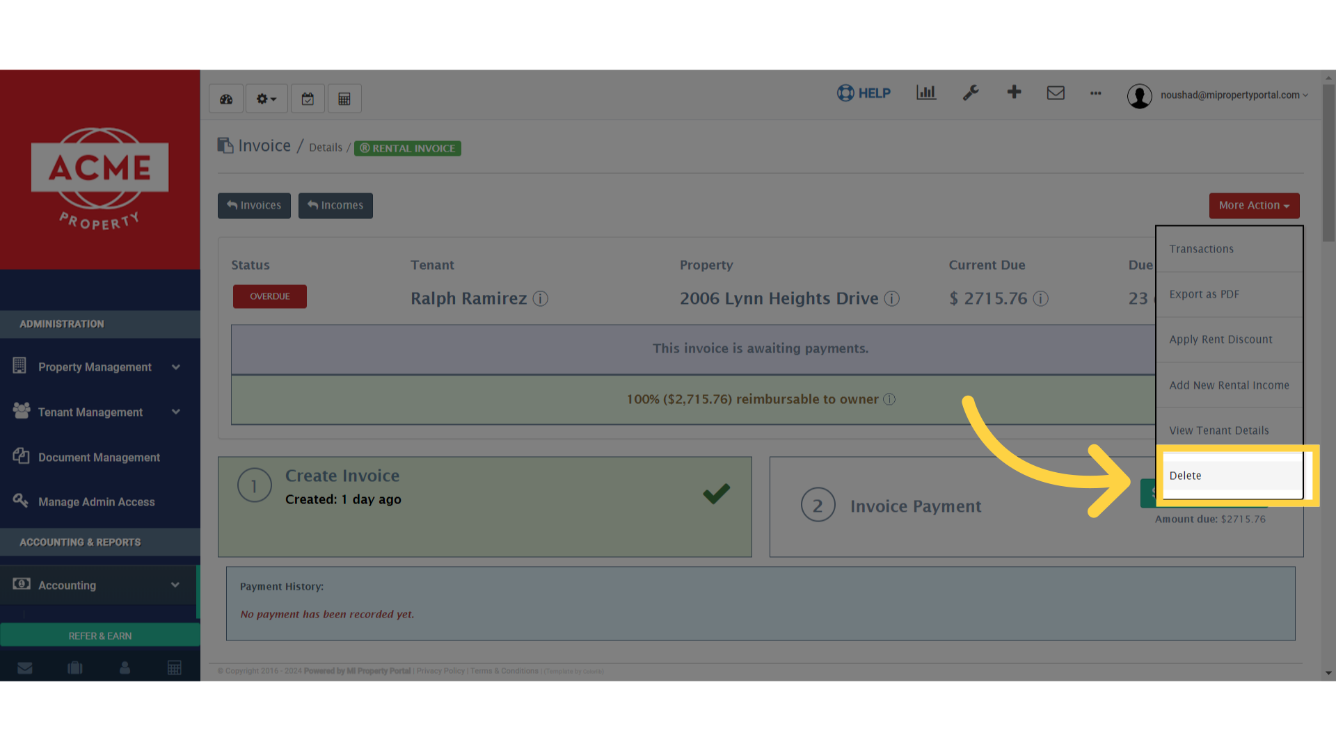 How to Delete an Invoice? - Mi Property Portal Help Center
