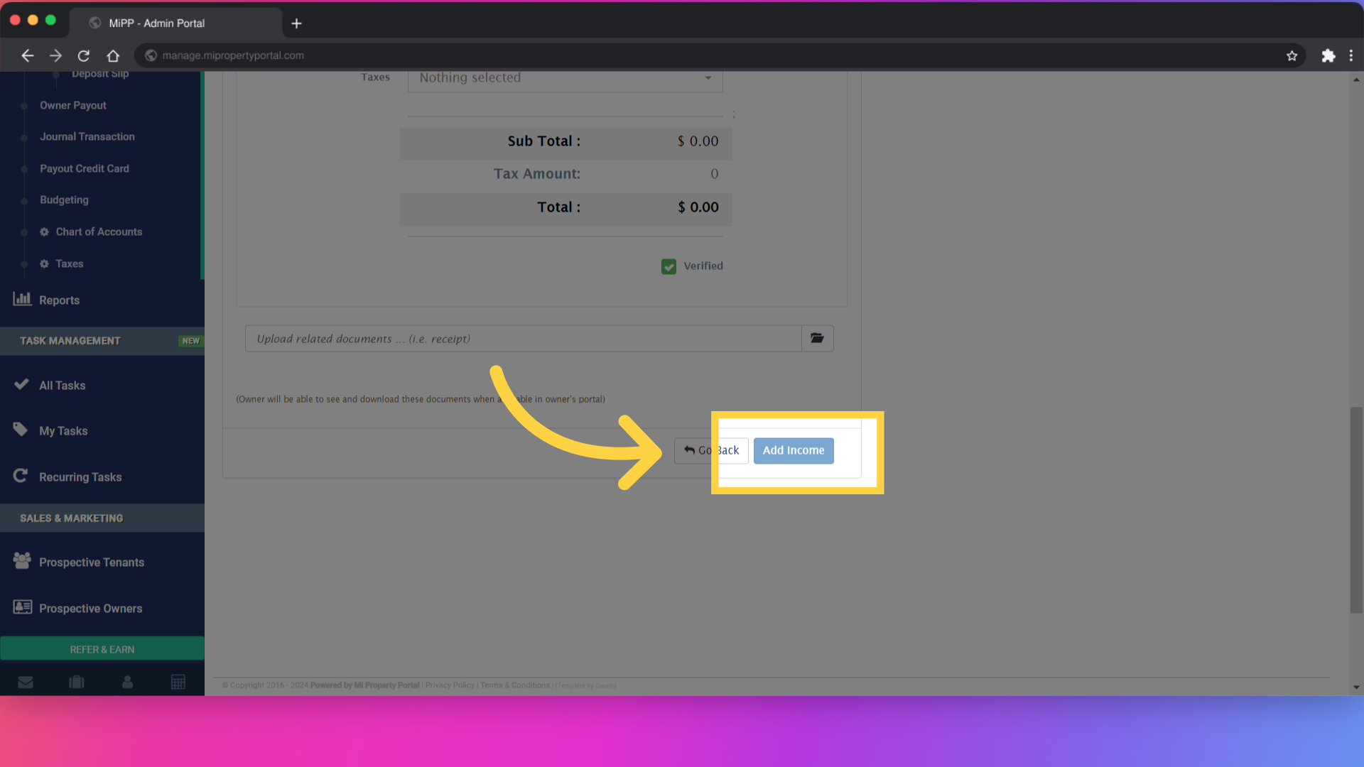 How to add a Quick Income? - Mi Property Portal Help Center