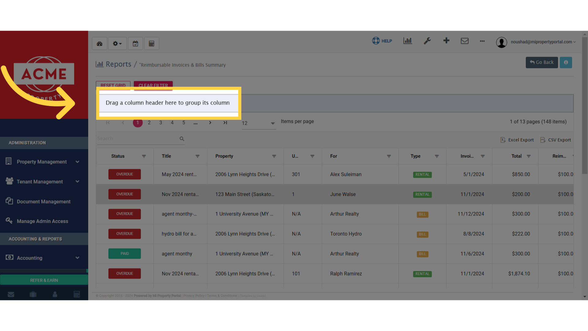 How to Create Reimbursable Invoices & Bills Summary Report? - Mi Property Portal Help Center