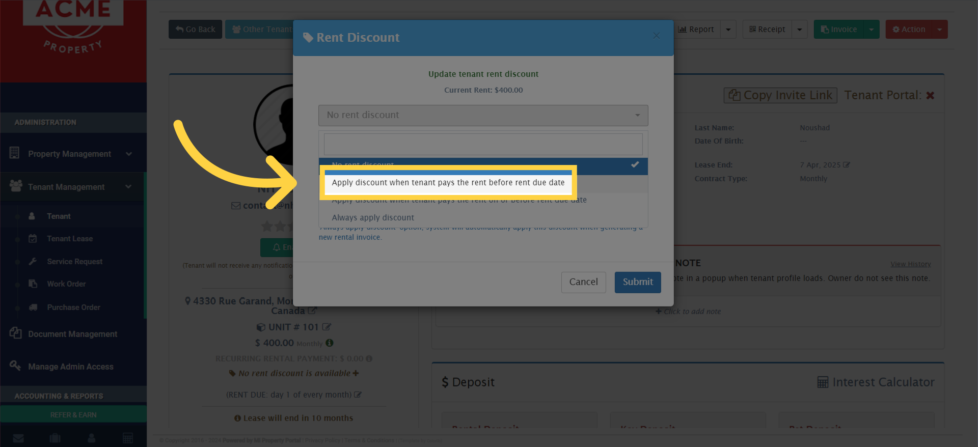 New Feature – Rent Discount as Percent for Tenant - Mi Property Portal ...