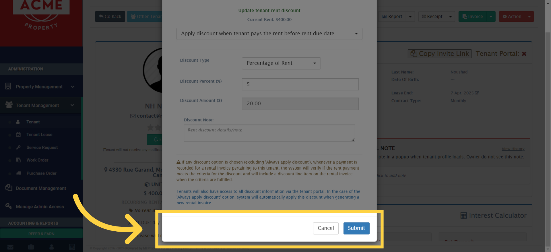 New Feature – Rent Discount as Percent for Tenant - Mi Property Portal ...