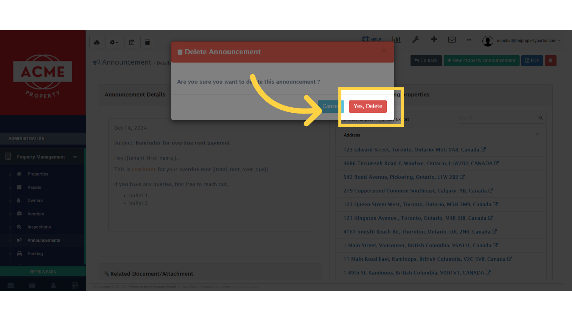 How to Delete an Announcement in Mi Property Portal Dashboard? - Mi ...