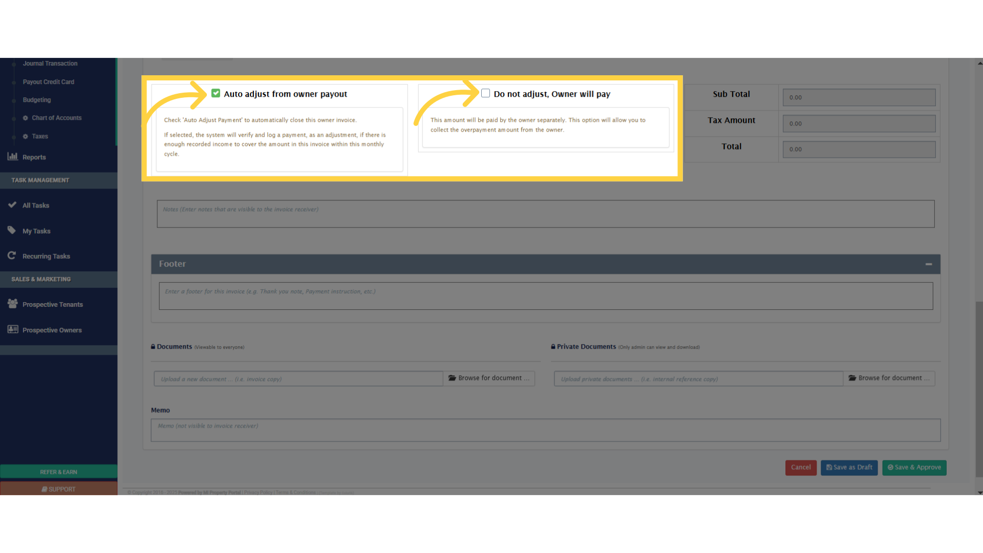 How to create an Owner Invoice? - Mi Property Portal Help Center