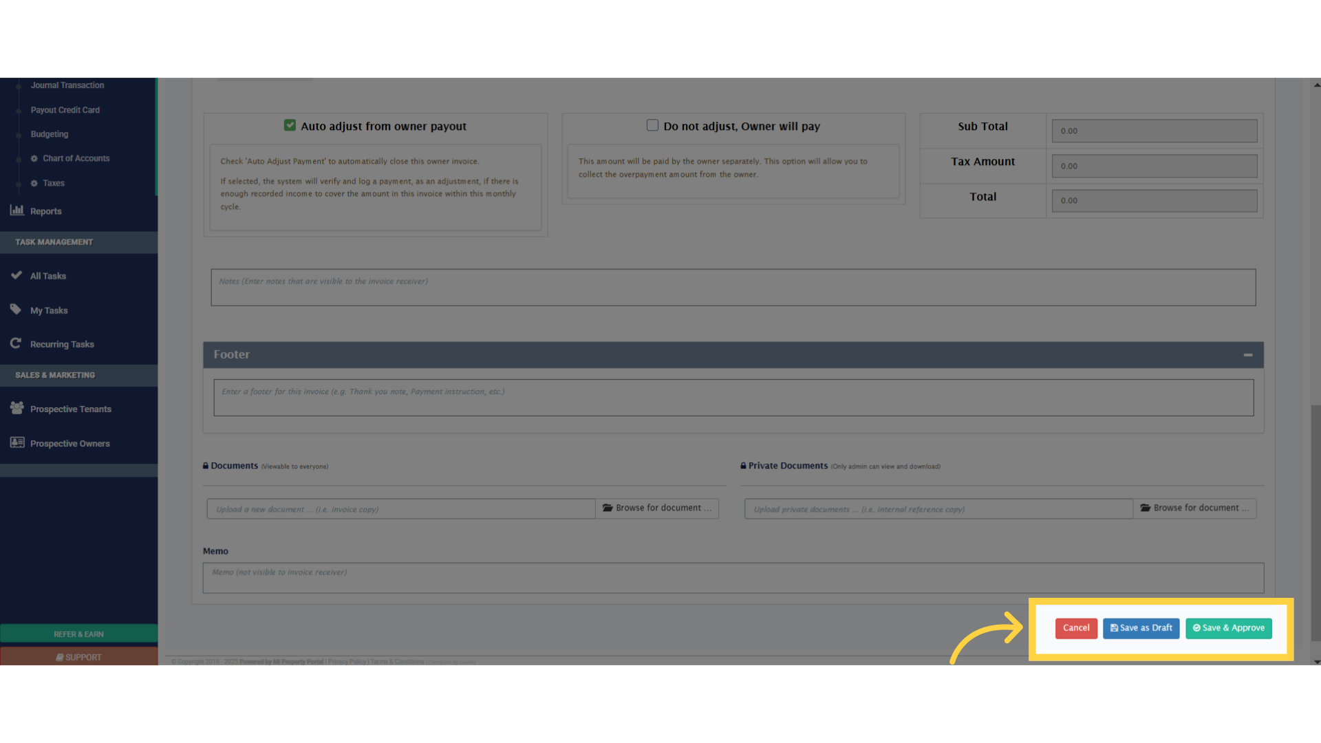 How to create an Owner Invoice? - Mi Property Portal Help Center