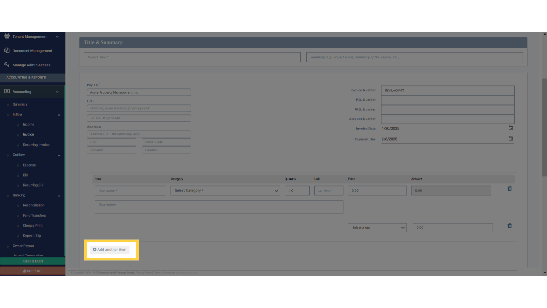 How to create an Owner Invoice? - Mi Property Portal Help Center