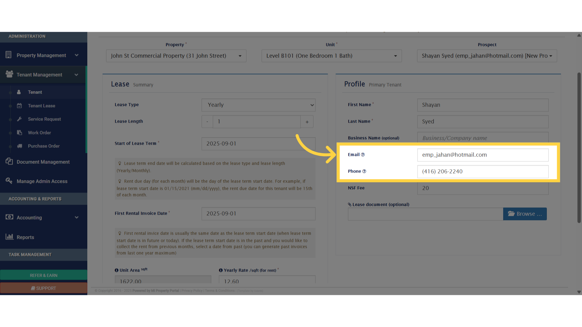 How to Create a Tenant for a Commercial Unit - Mi Property Portal Help ...