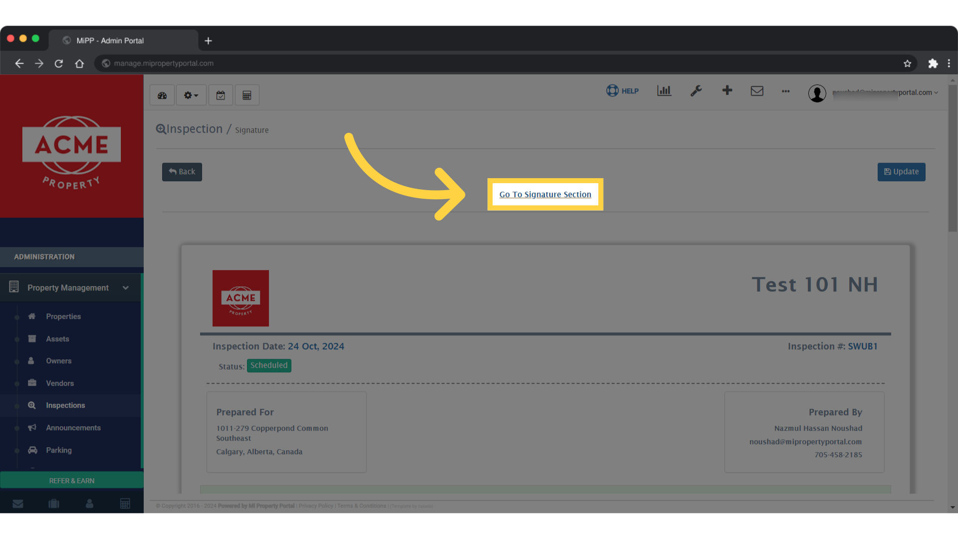 How to Add Signature in an Inspection Report? - Mi Property Portal Help ...