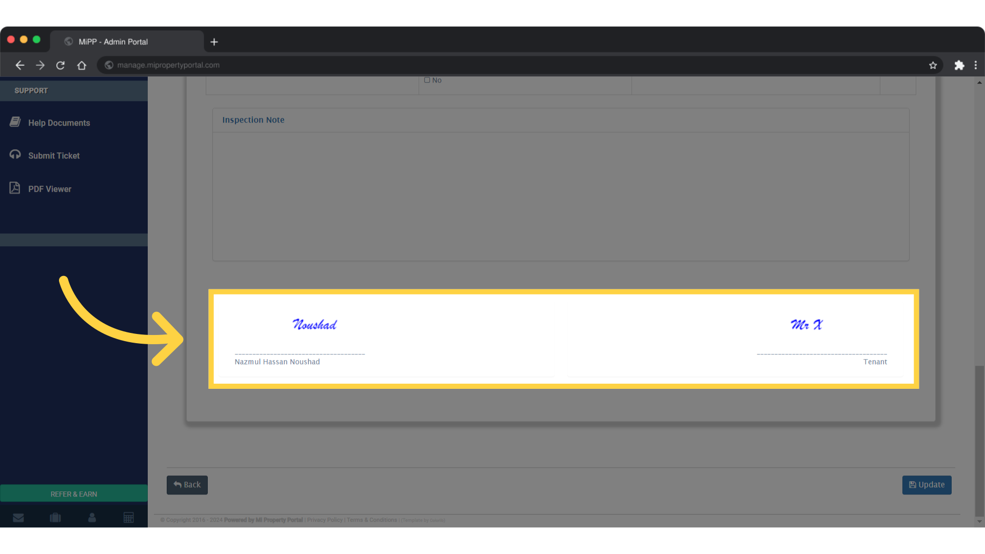 How to Add Signature in an Inspection Report? - Mi Property Portal Help ...