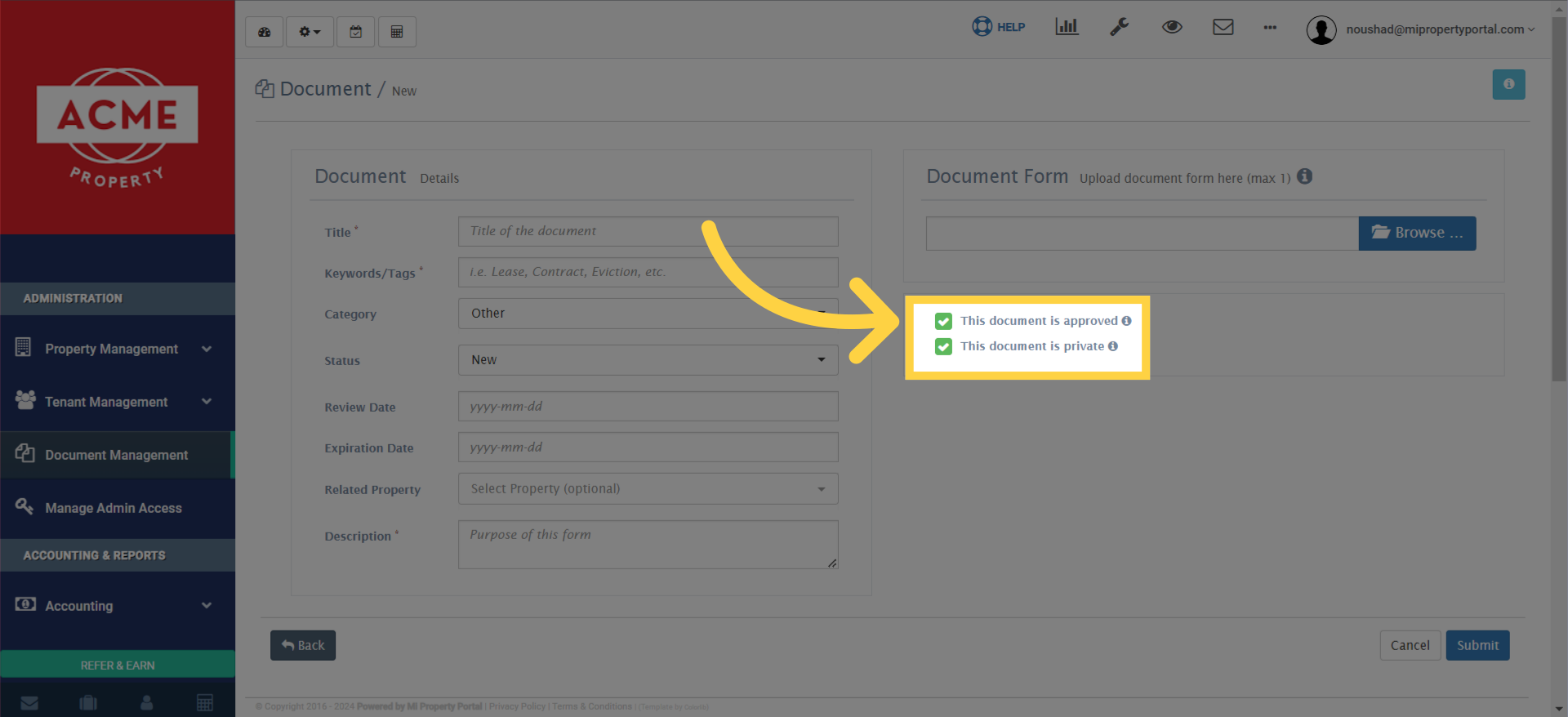 How to Store Documents in Document Management section? - Mi Property ...
