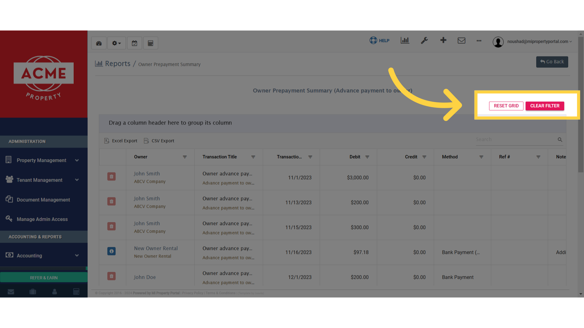 How to Generate Owner Prepayment Summary Report? - Mi Property Portal ...