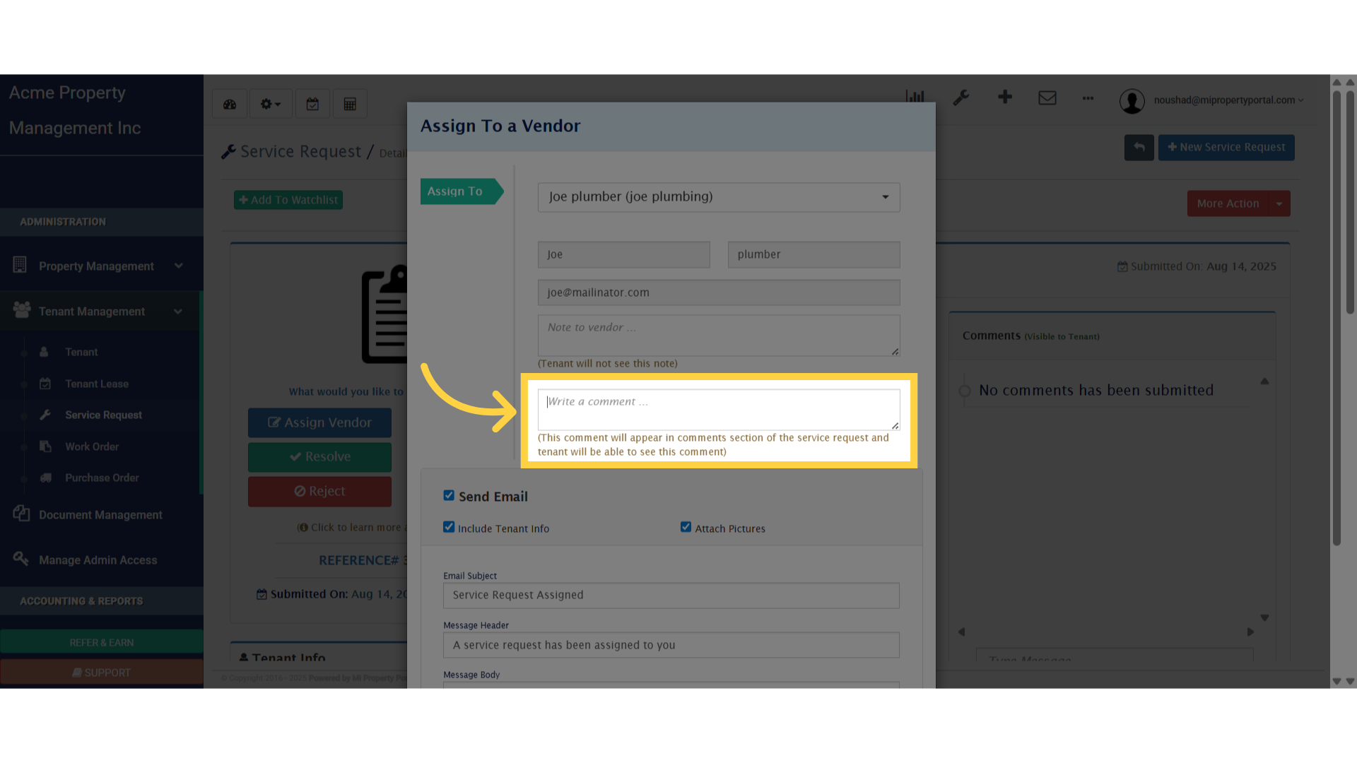 How to Assign a service request Task to a Vendor? - Mi Property Portal ...