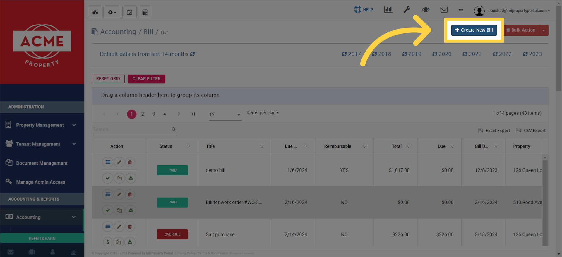 How to Create a Bill? - Mi Property Portal Help Center