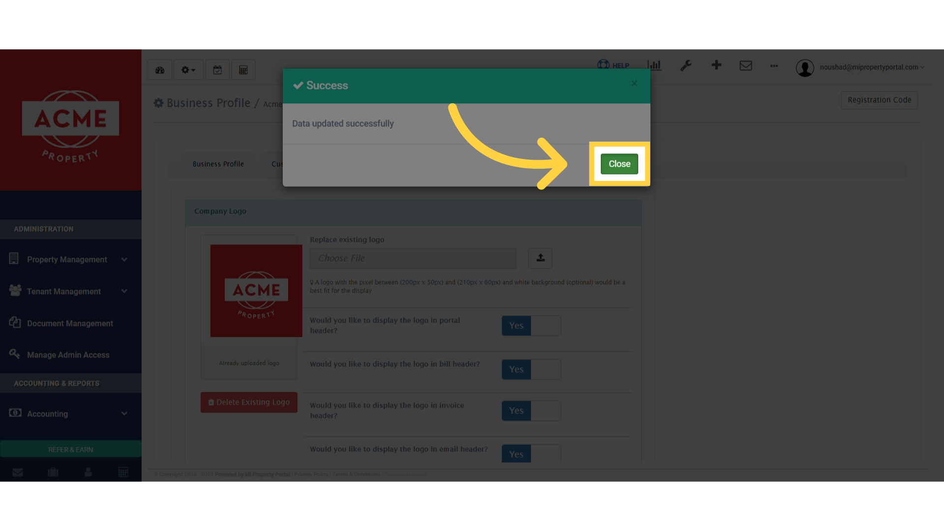 How to Update Business Profile Logo in Work Order? - Mi Property Portal ...