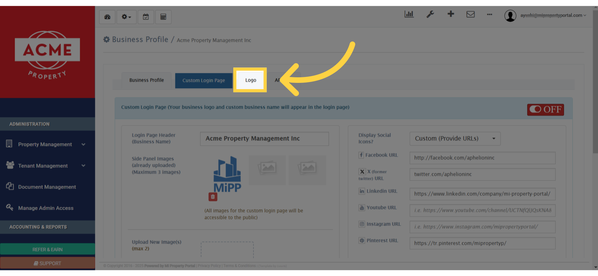 How to Update Business Profile, Customize Login Page and Upload Logo ...