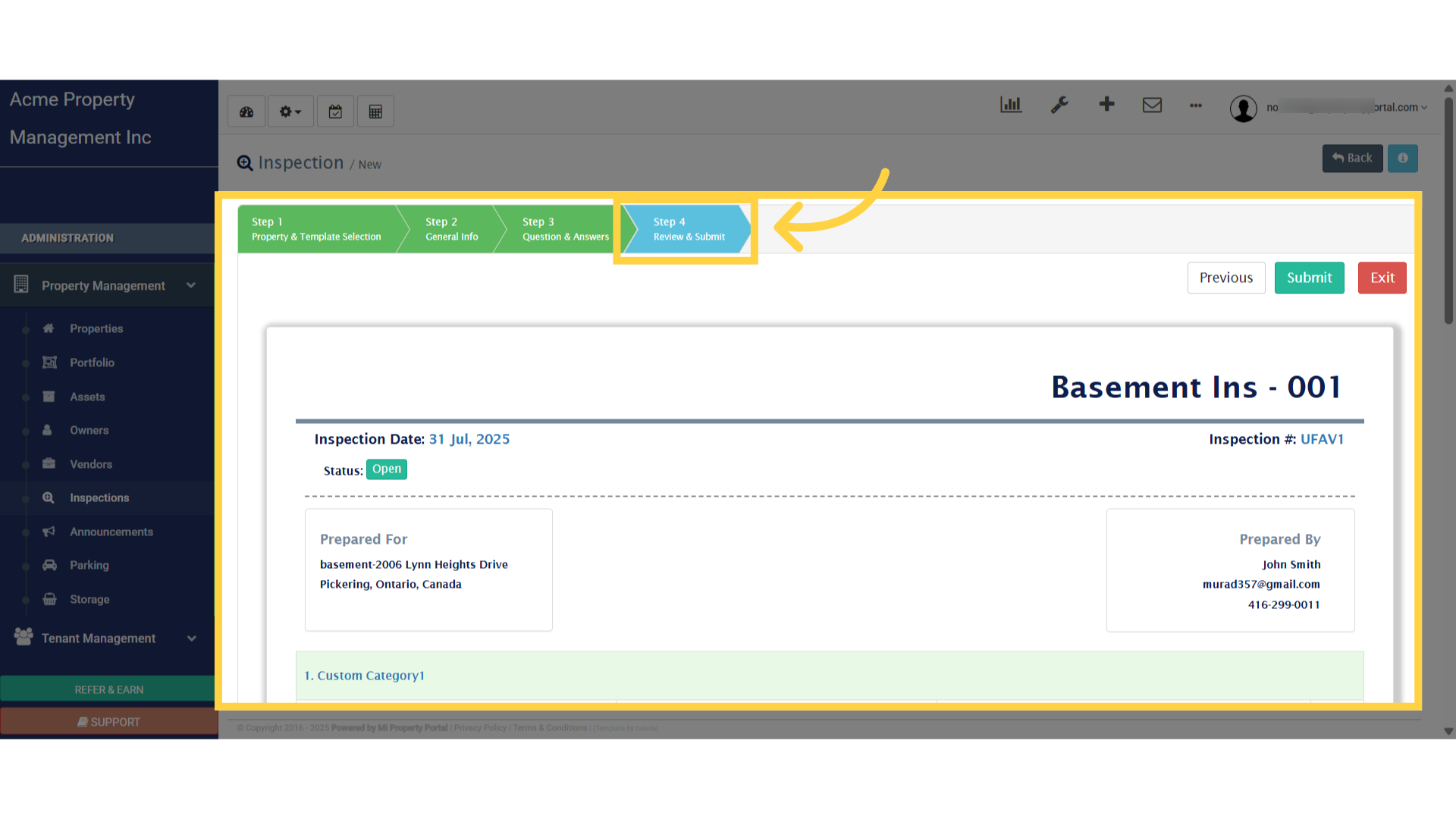 How to Create “Other” type of Inspection? - Mi Property Portal Help Center