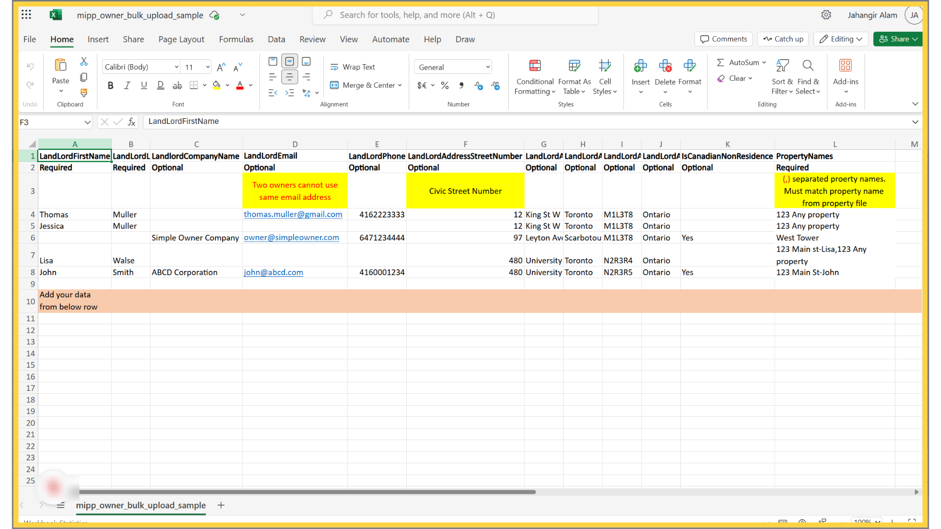 How to Fill Out the Owner Bulk Upload Template - Mi Property Portal ...
