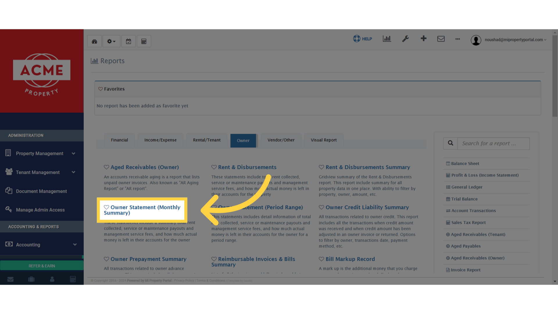 How to Generate Owner Statement (Monthly Summary) Report? - Mi Property ...
