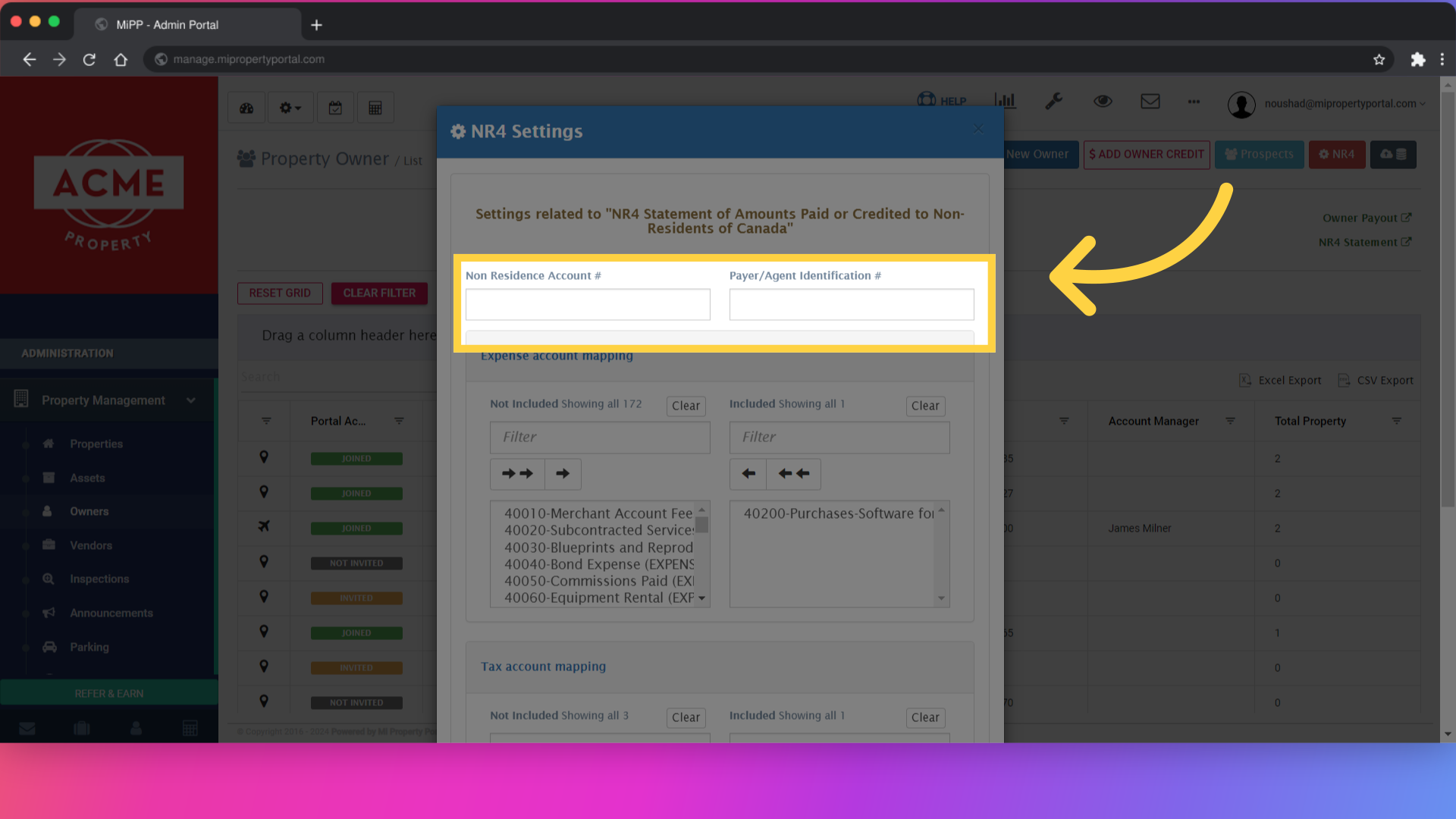 How to Map Chart of Accounts for NR4 Report? - Mi Property Portal Help ...