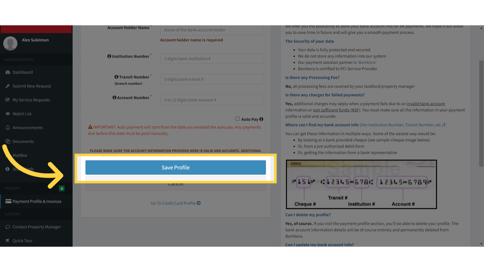 How Tenant can Save a Payment Profile? - Mi Property Portal Help Center