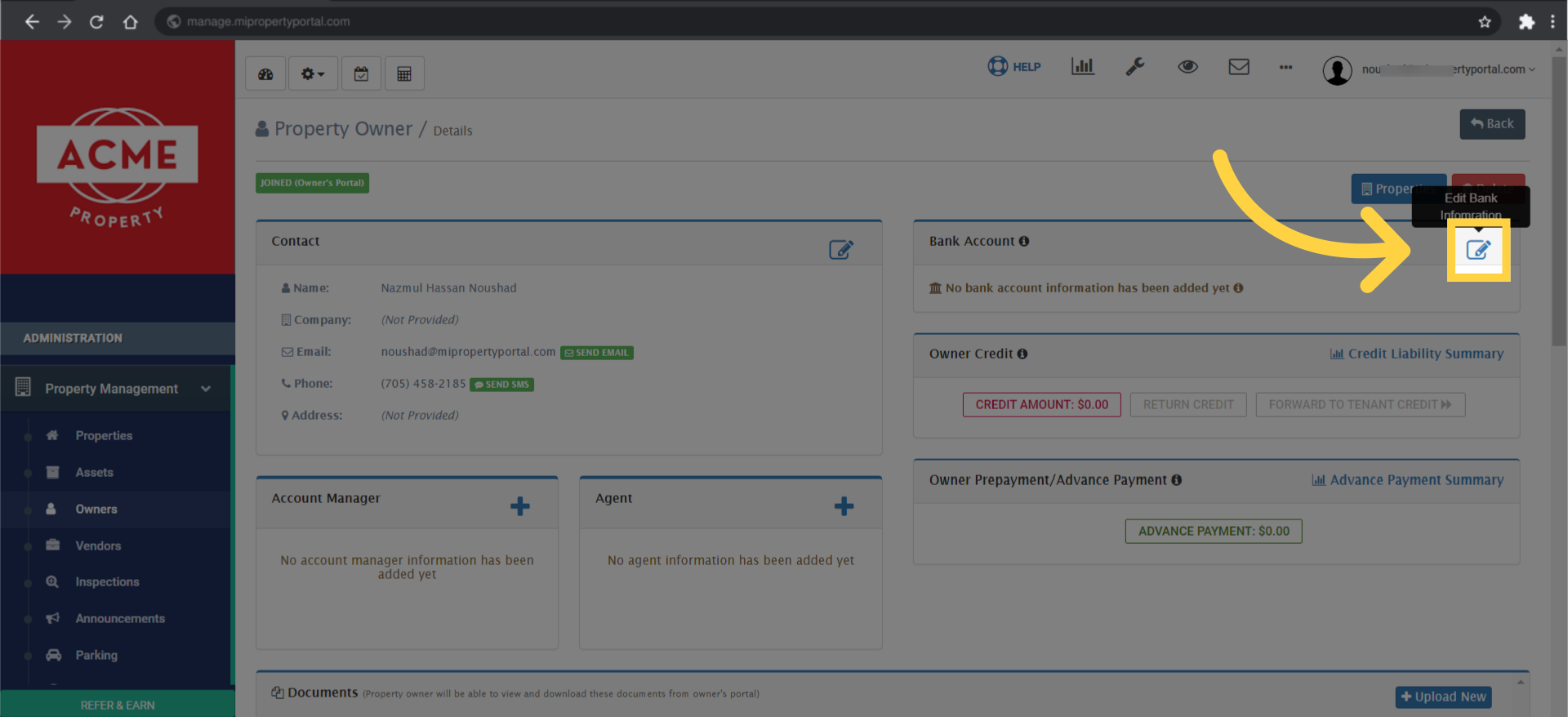 How to add Owner Bank Account? - Mi Property Portal Help Center