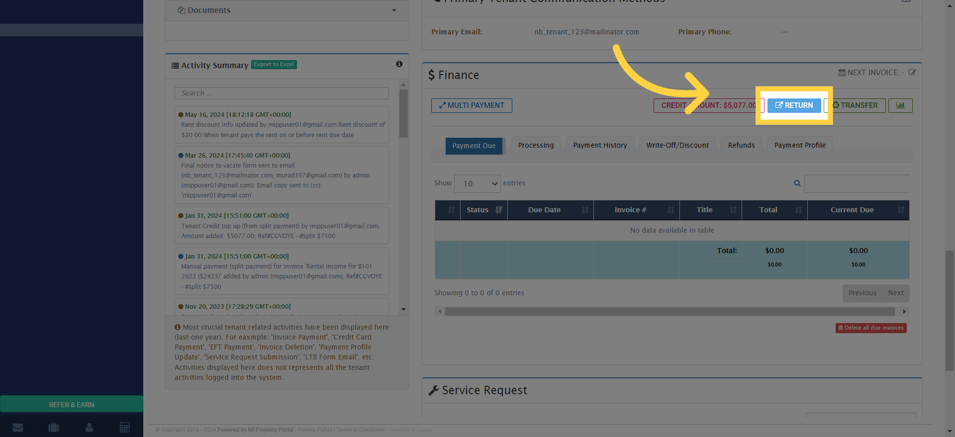 How to Return Tenant Credit? - Mi Property Portal Help Center
