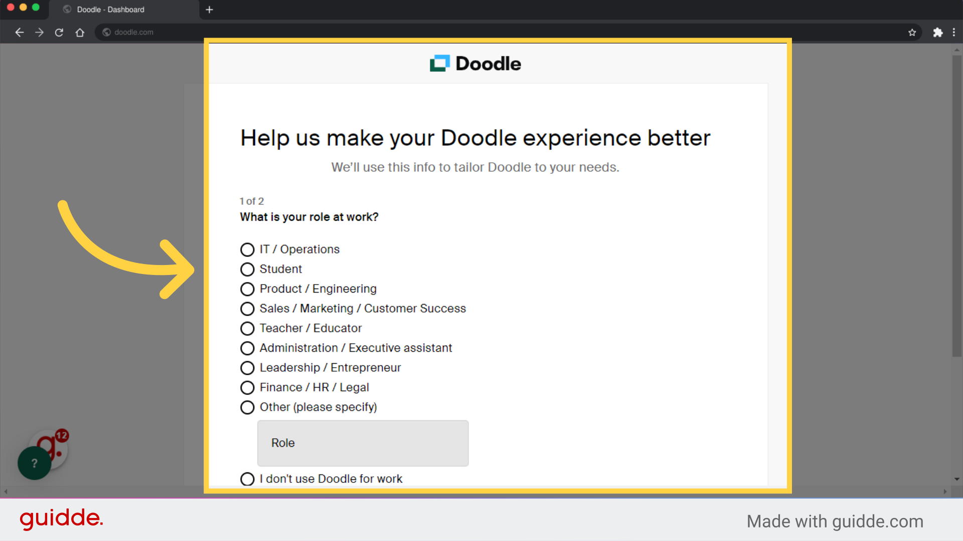 How to sign up for Doodle - Guidde | Gallery