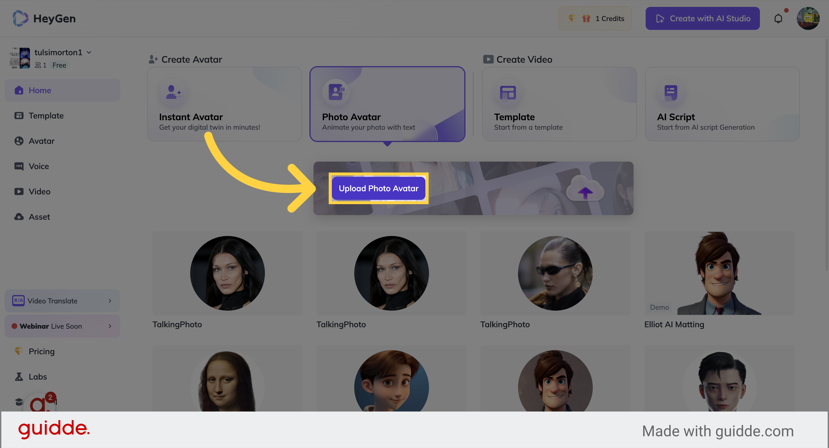 How to create an photo avatar on HeyGen - Guidde | Gallery