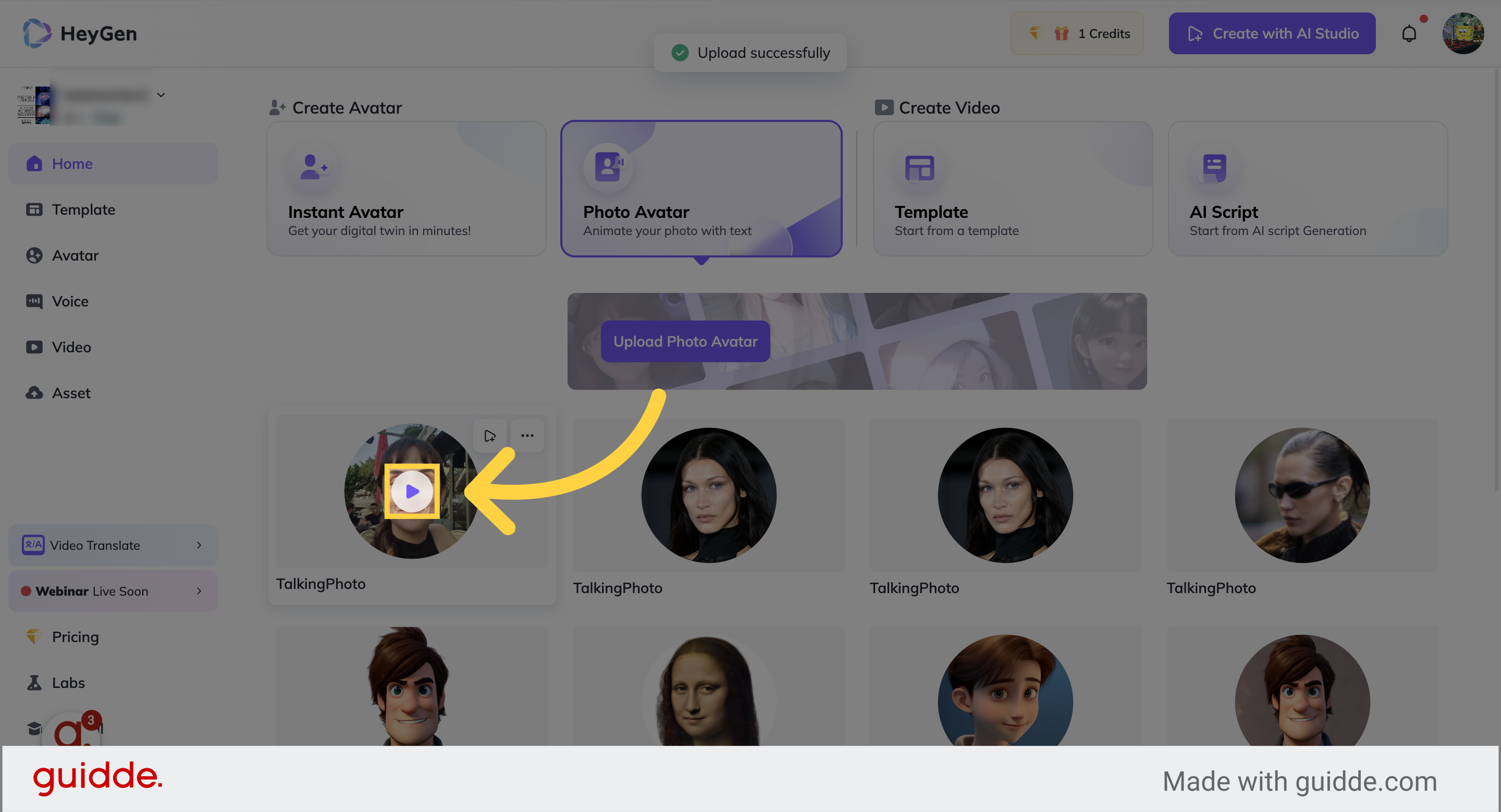 How to create an photo avatar on HeyGen - Guidde | Gallery