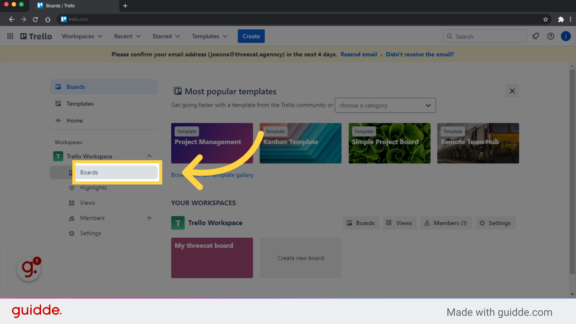 How to create and organize boards in Trello - Guidde | Gallery
