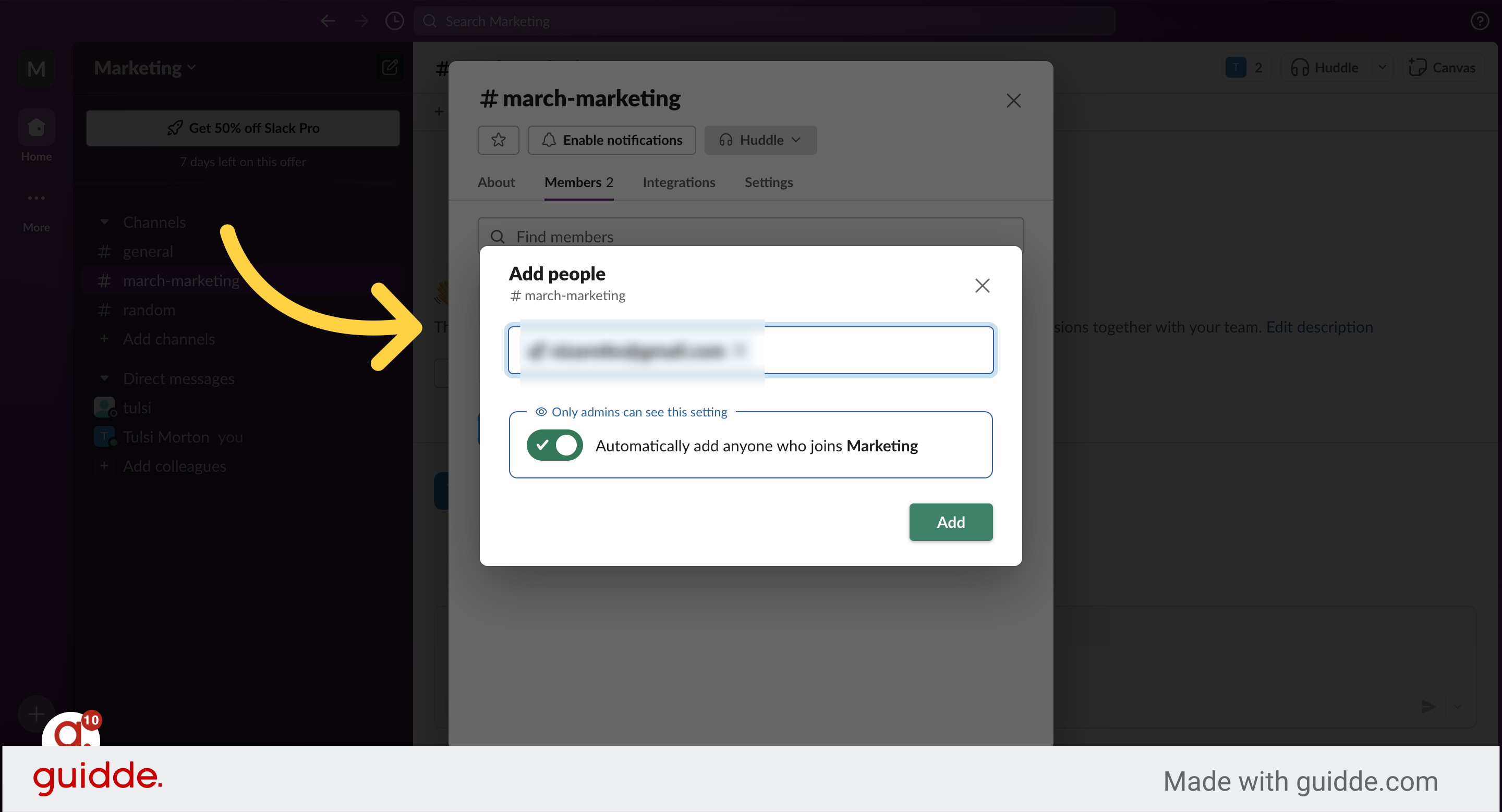 How to invite team members to join Slack - Guidde | Gallery