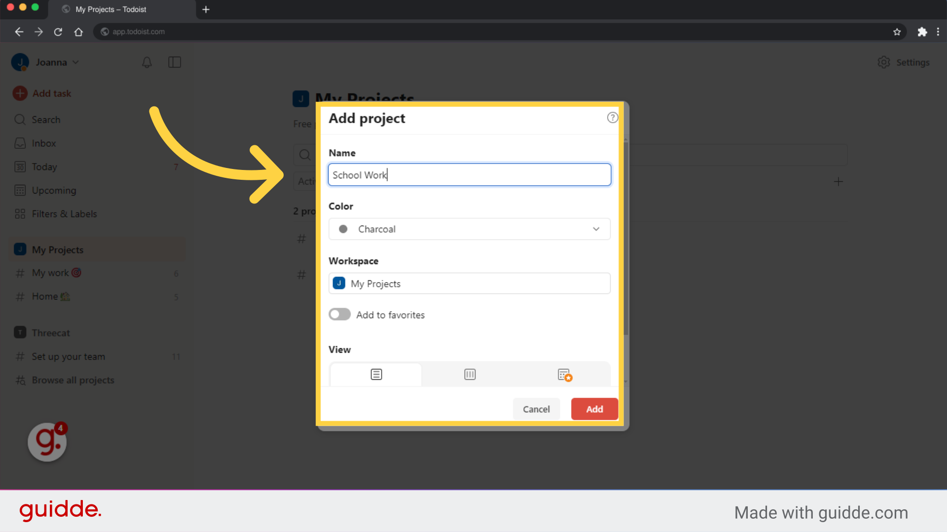 How to create projects and subtasks in Todoist - Guidde | Gallery