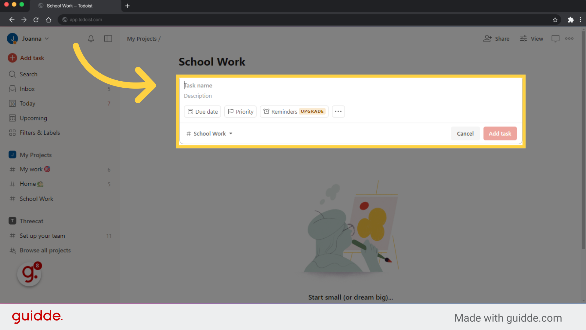 How to create projects and subtasks in Todoist - Guidde | Gallery