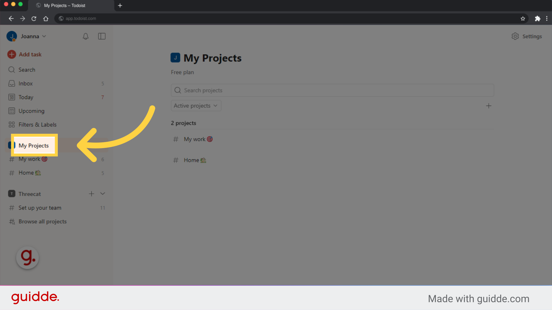 How to create projects and subtasks in Todoist - Guidde | Gallery