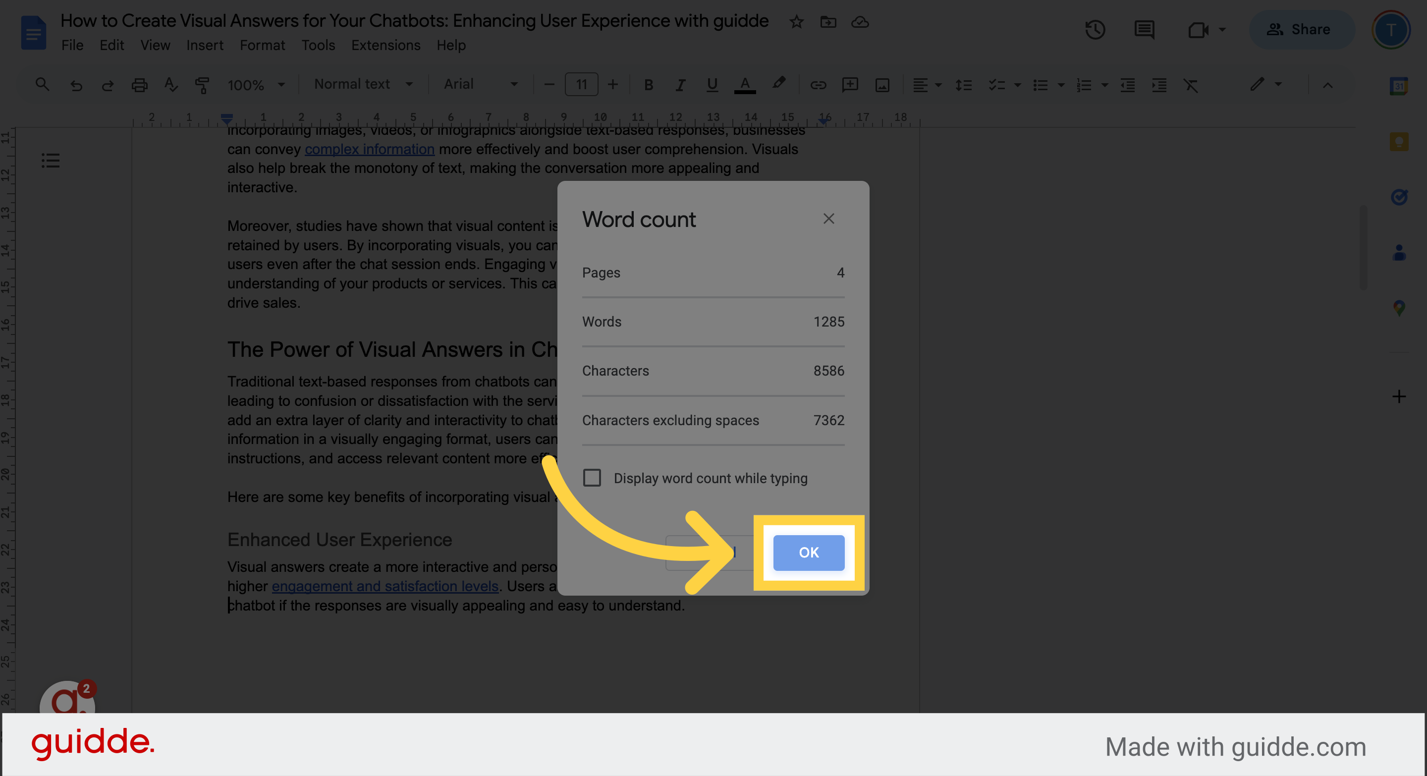 How to check the word count in Google Docs - Guidde | Gallery