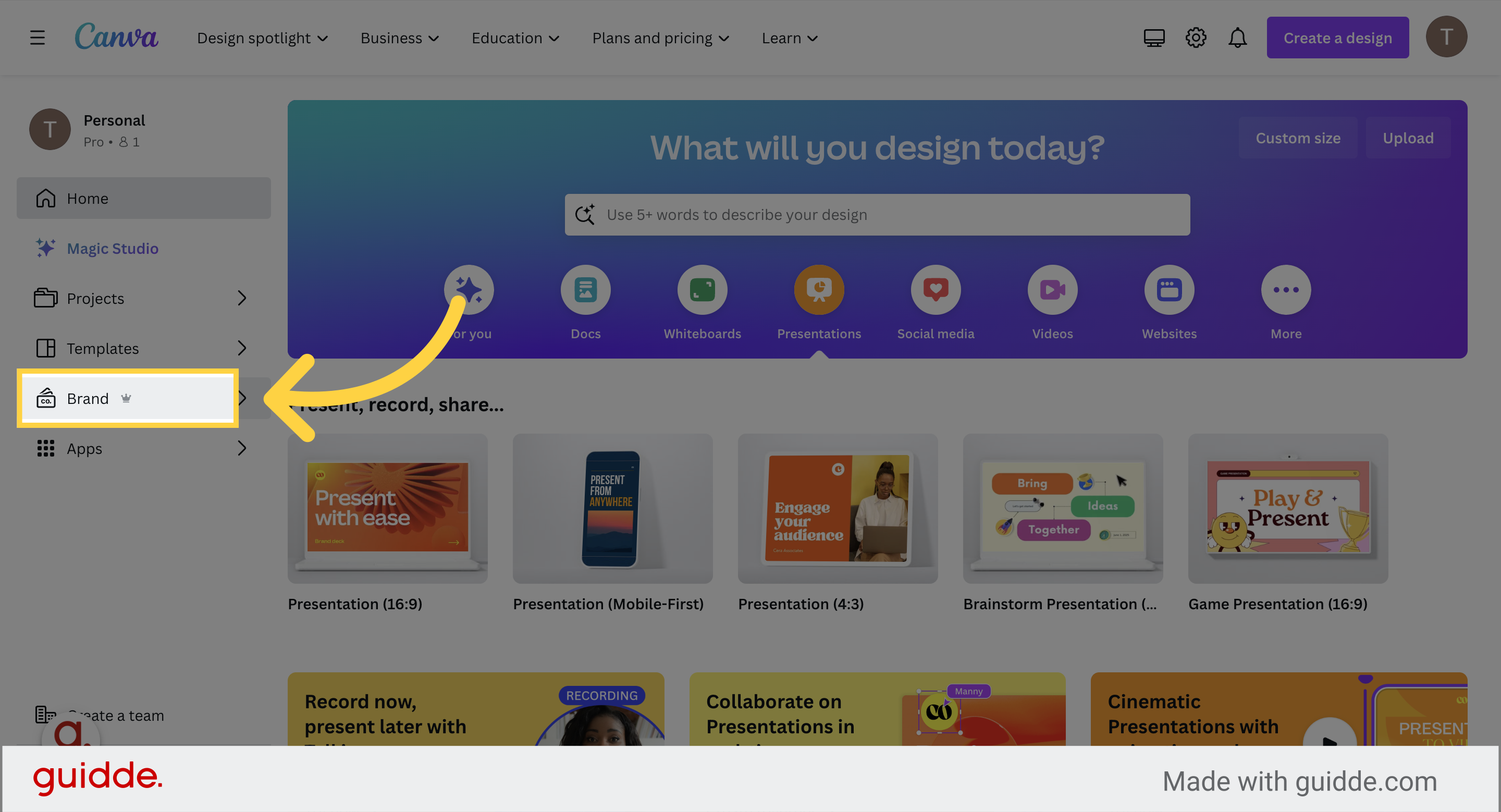 How to use the brand kit in Canva - Guidde | Gallery