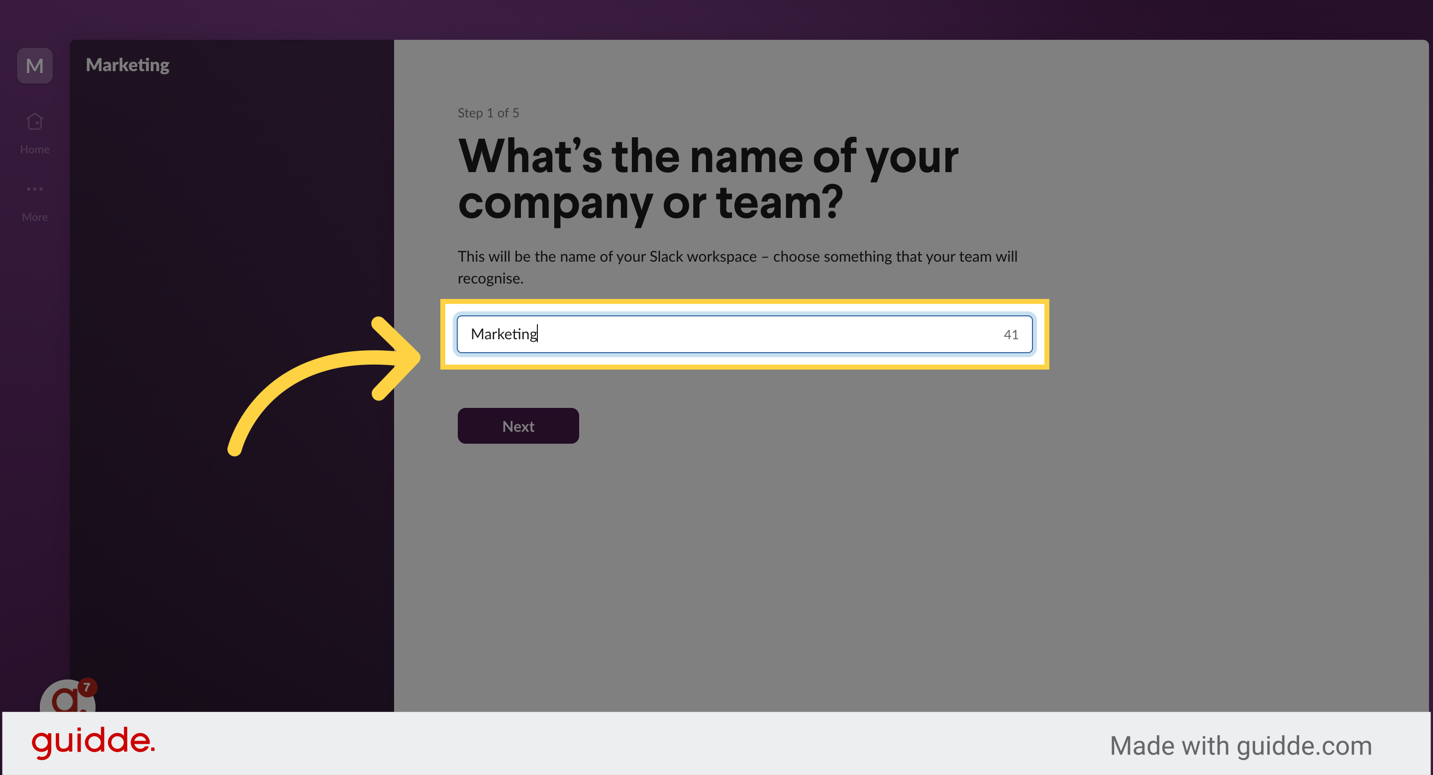 How to create a new workspace in Slack - Guidde | Gallery