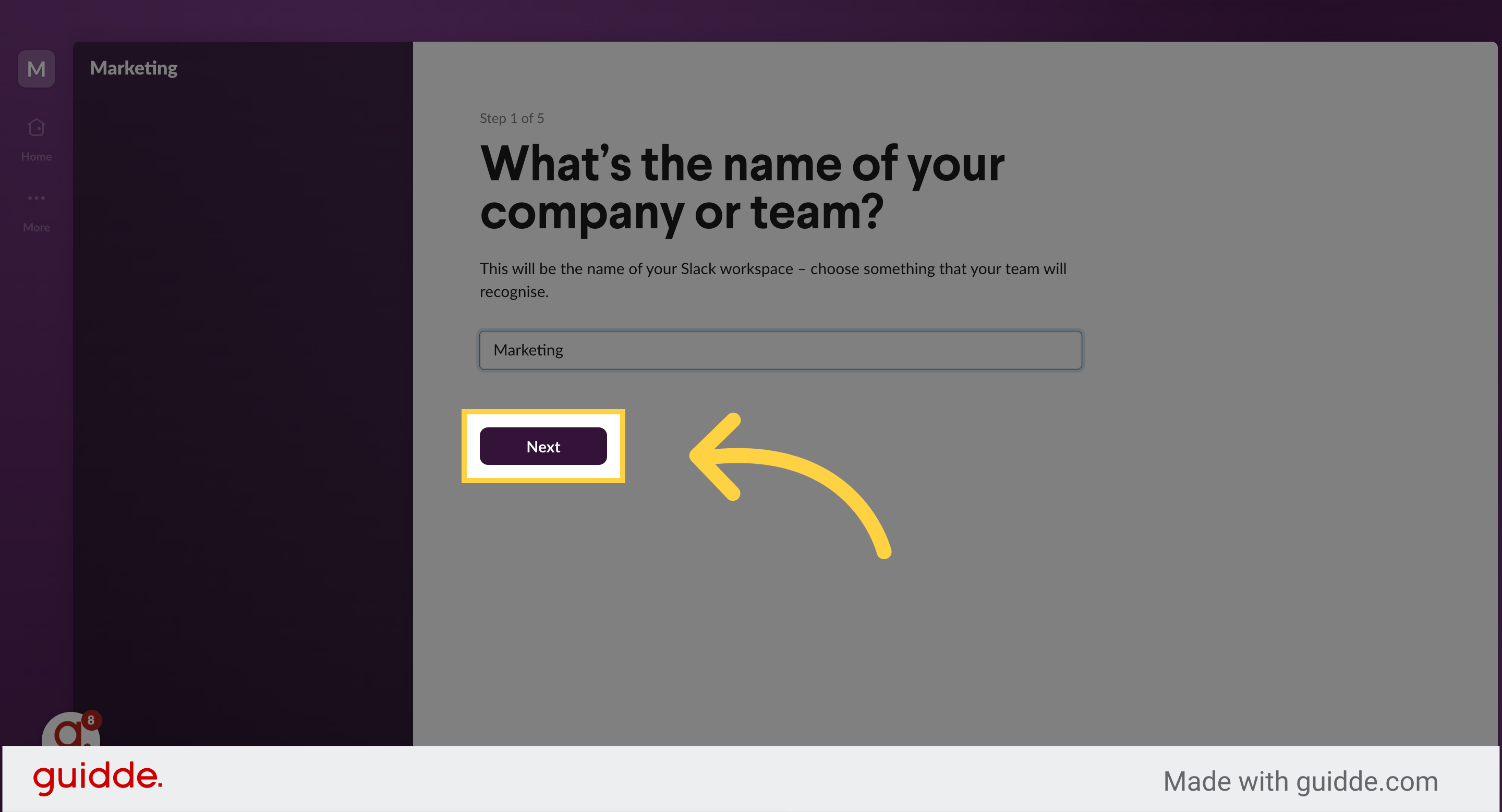 How to create a new workspace in Slack - Guidde | Gallery