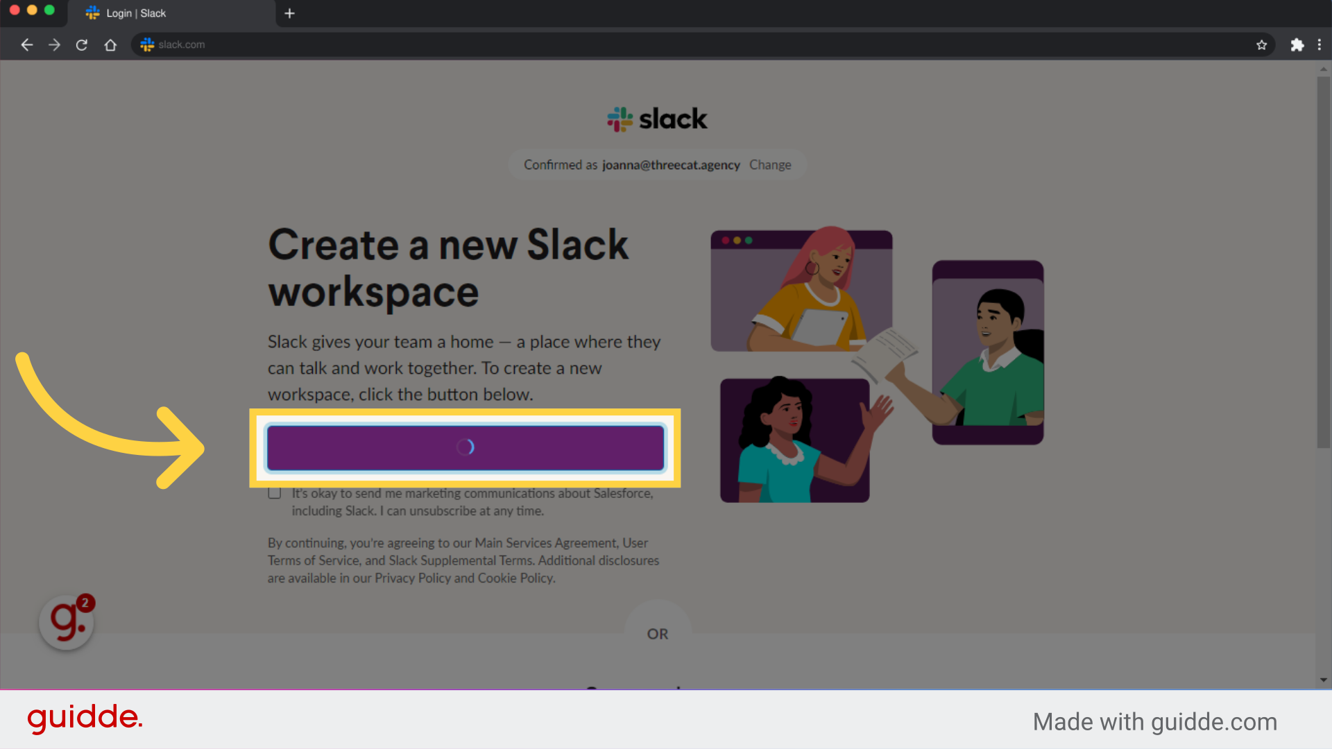 How to create an account on Slack - Guidde | Gallery