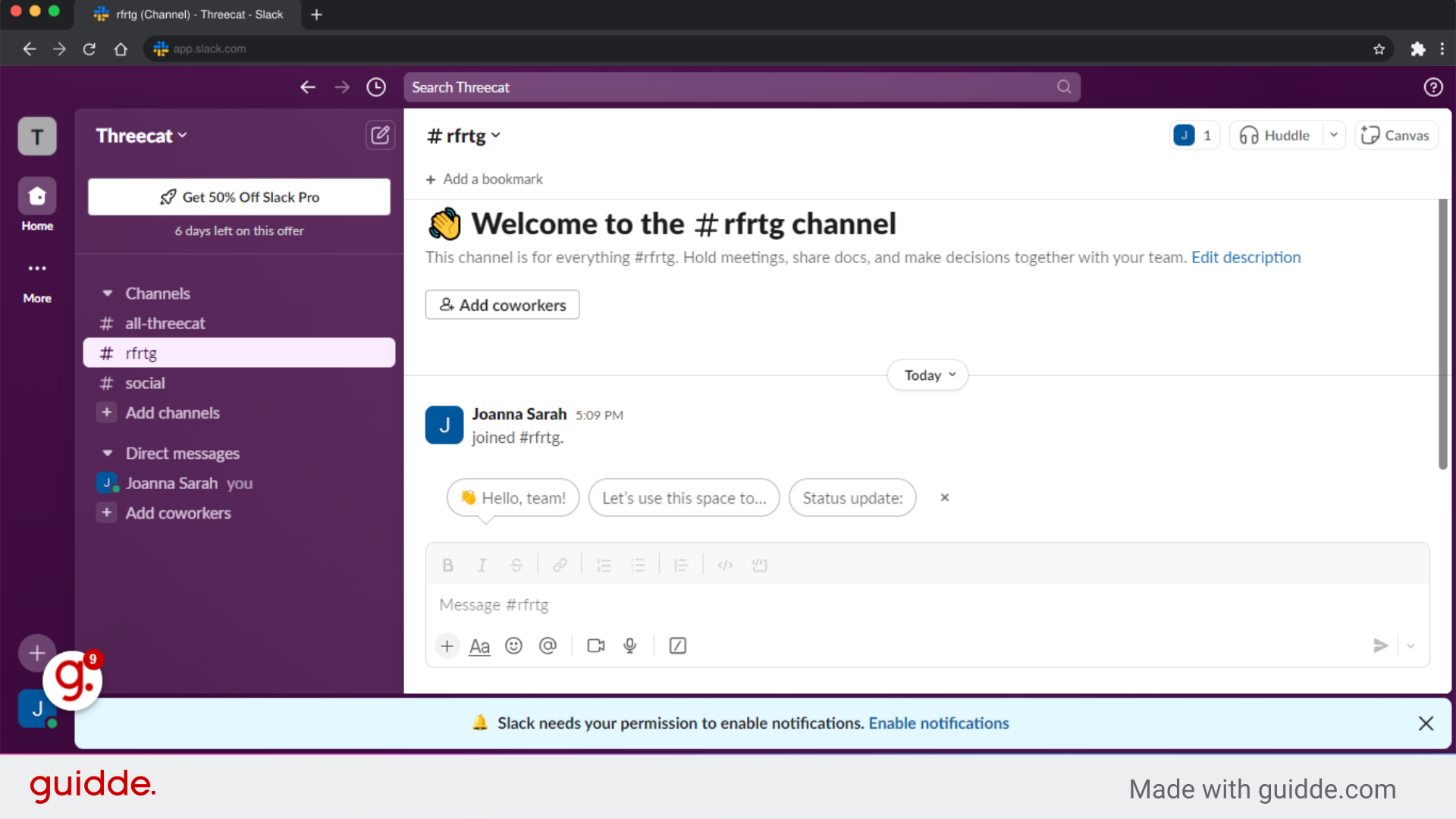 How to create an account on Slack - Guidde | Gallery