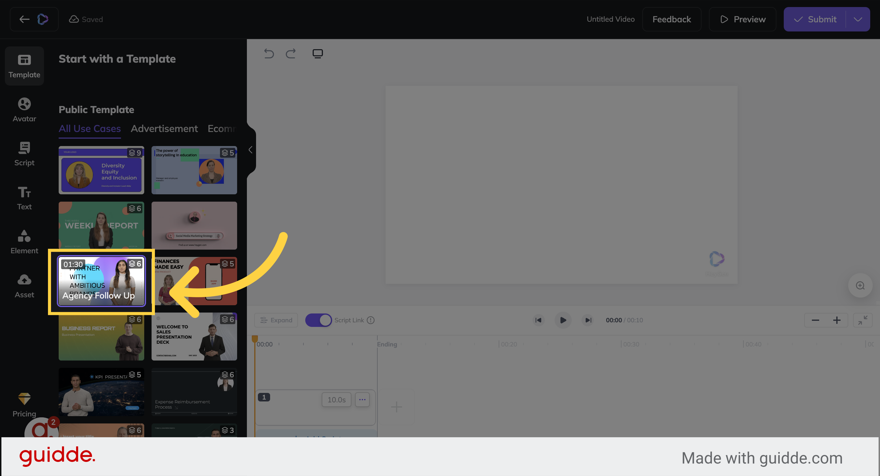 How to create videos on Heygen using templates? - Guidde | Gallery