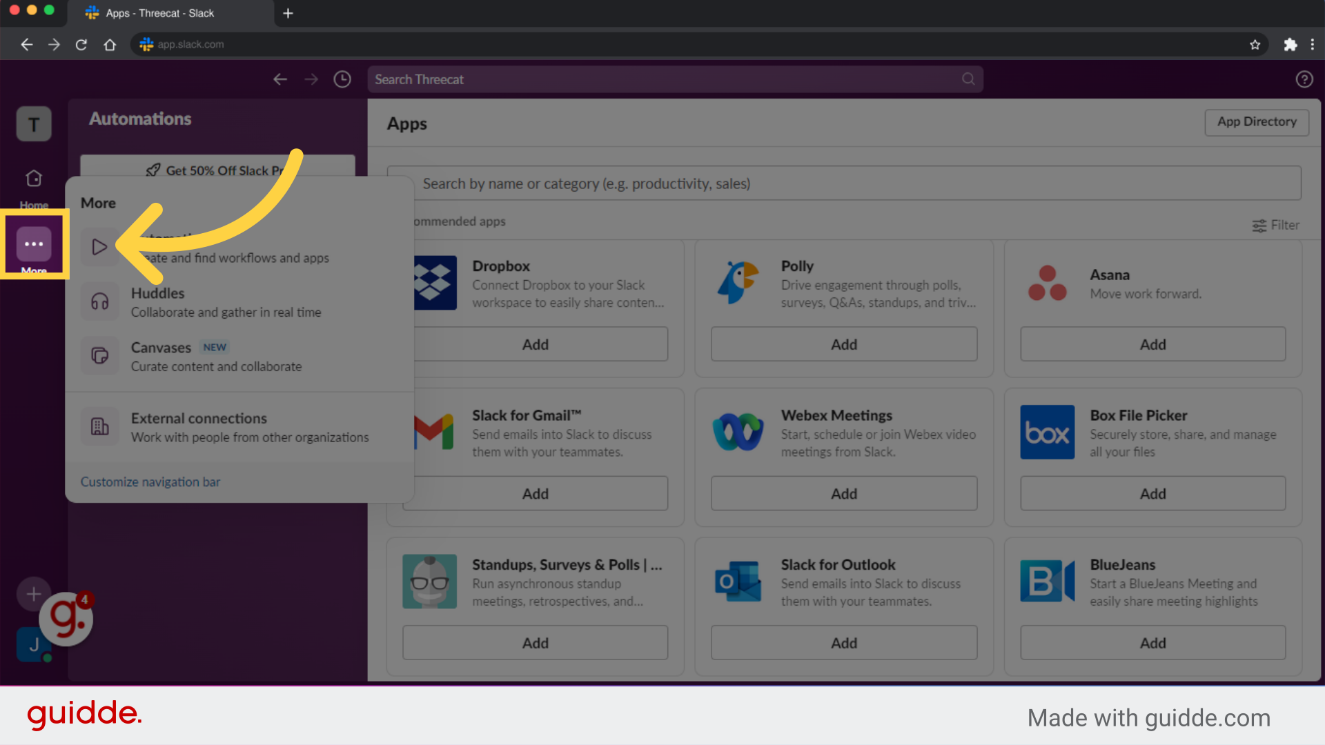 How to use productivity features in Slack - Guidde | Gallery