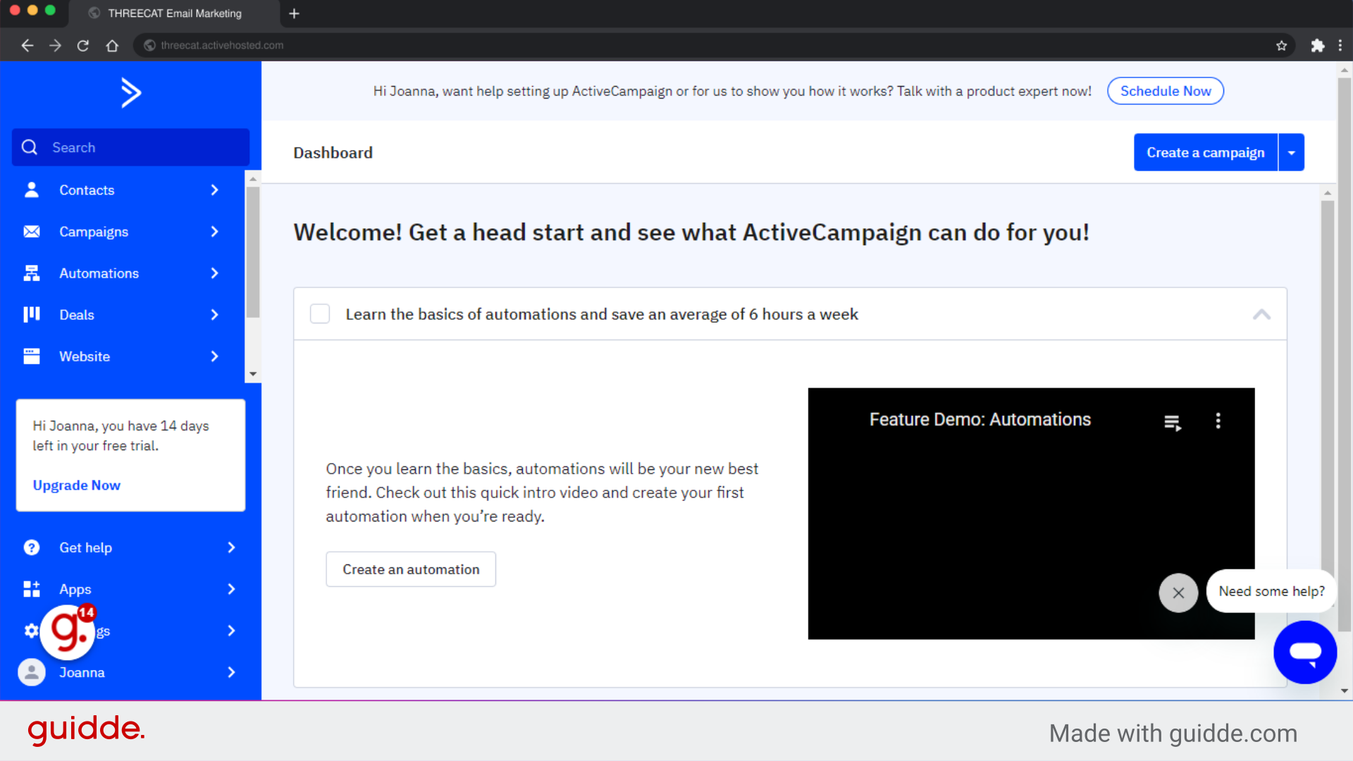 How to set up your ActiveCampaign account - Guidde | Gallery