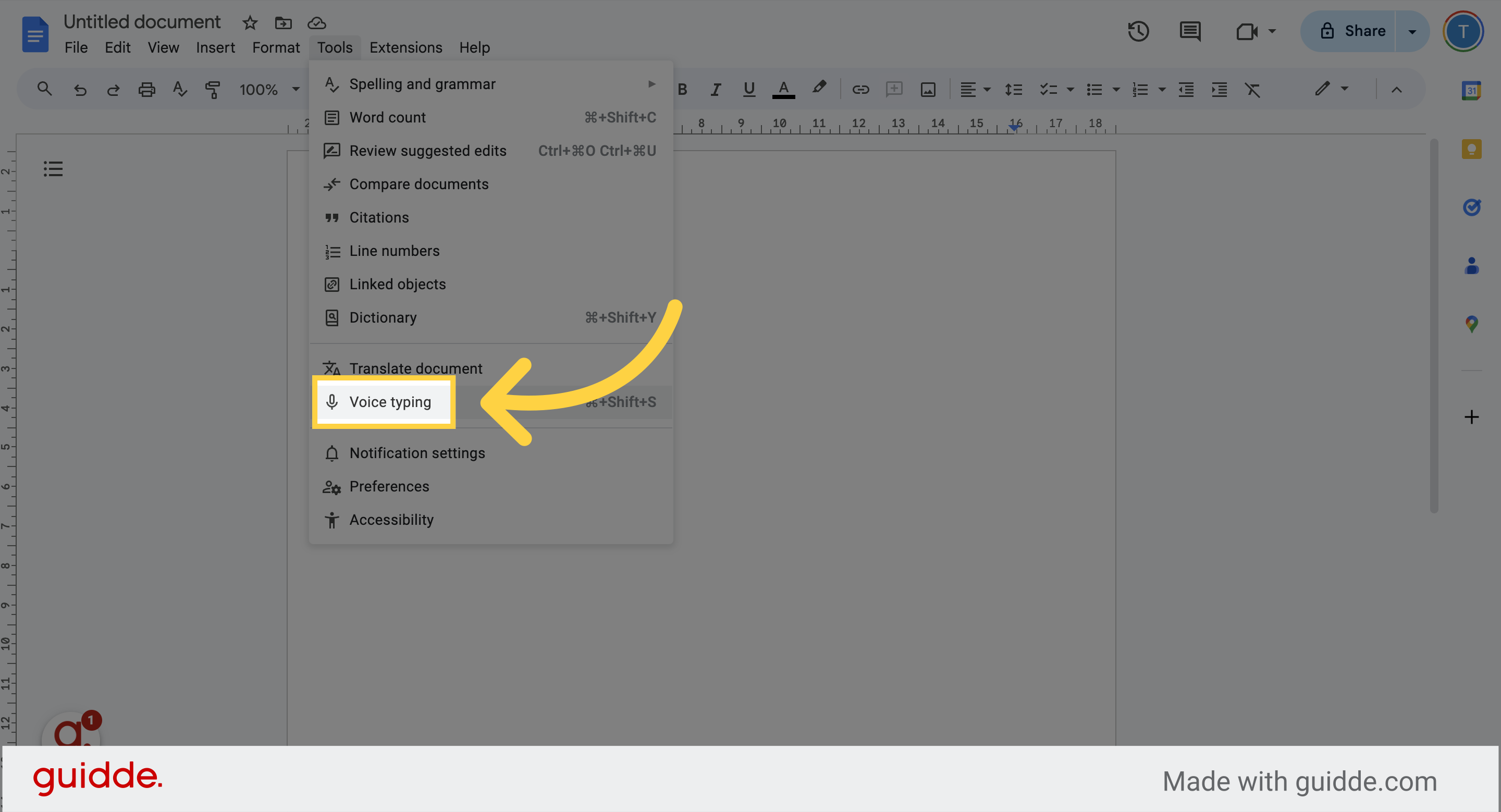 How to use Google Docs voice typing feature - Guidde | Gallery